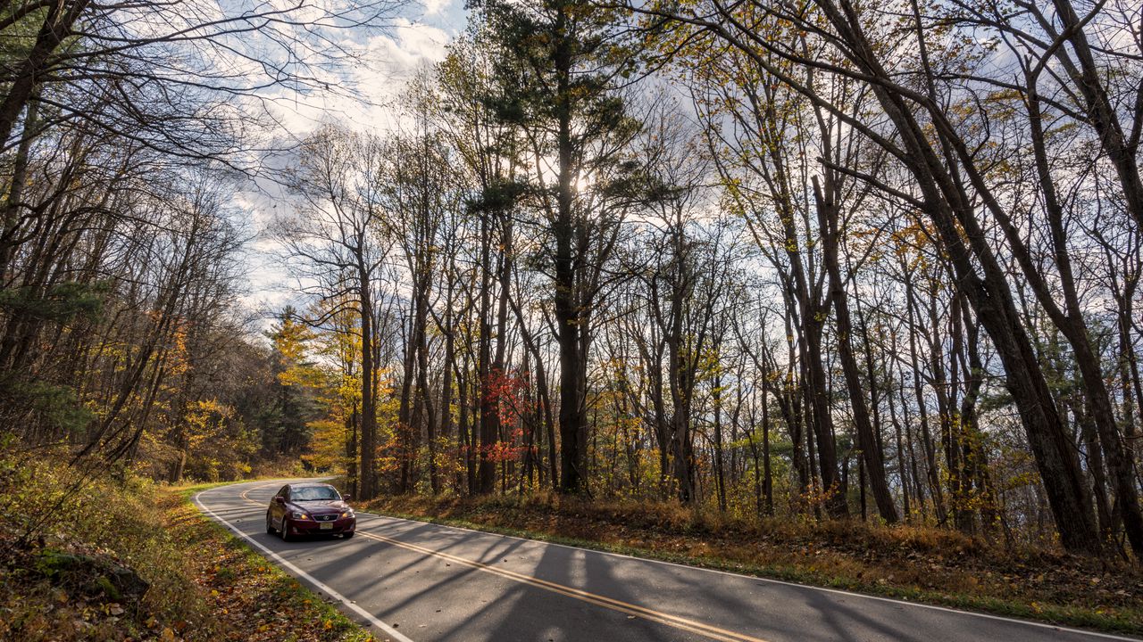 Wallpaper car, road, autumn, nature hd, picture, image