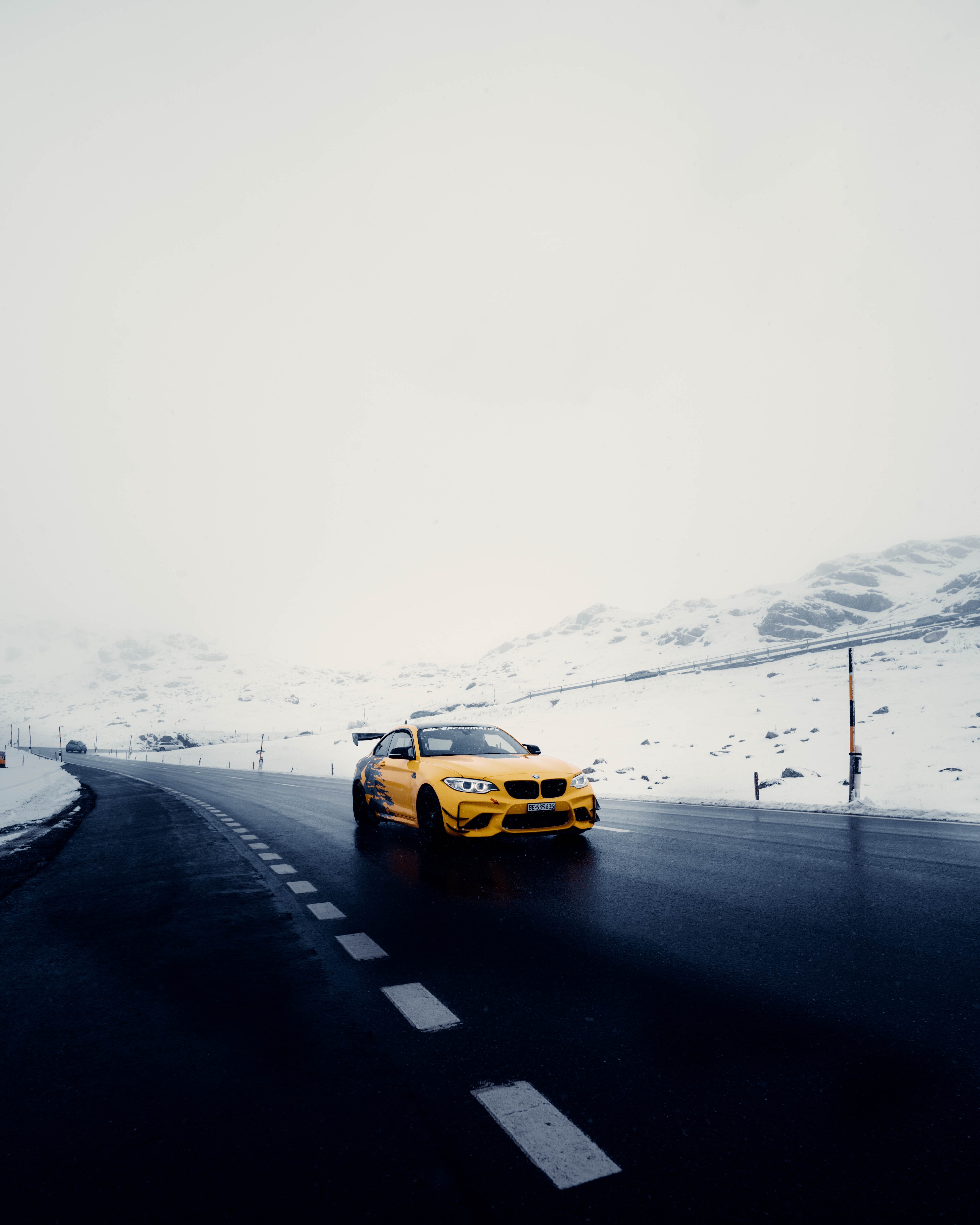 Download wallpaper 4000x5000 car, sports car, yellow, road, snow hd ...