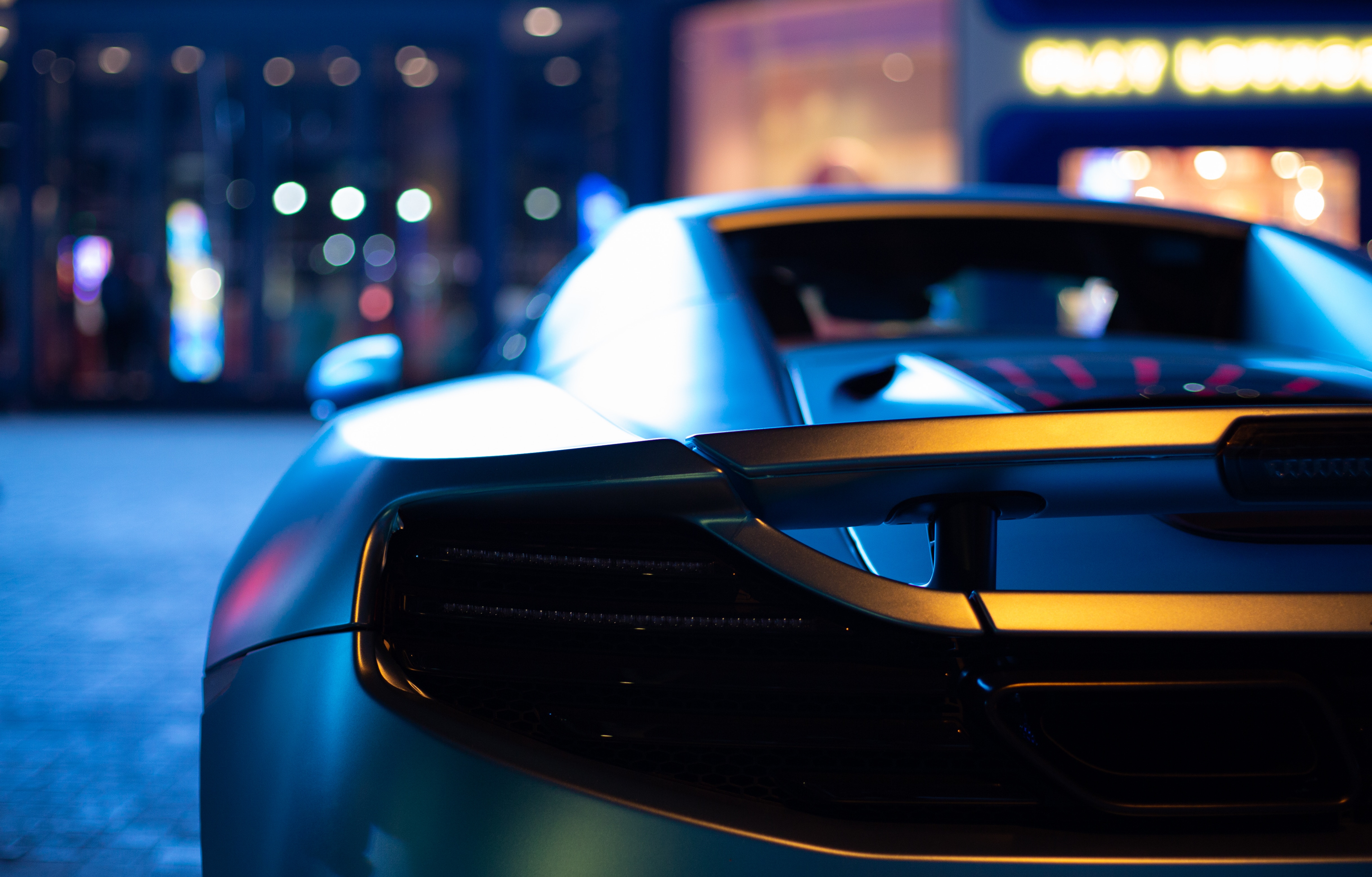 Download wallpaper 4874x3120 car, sportscar, headlight, wing, rear view ...