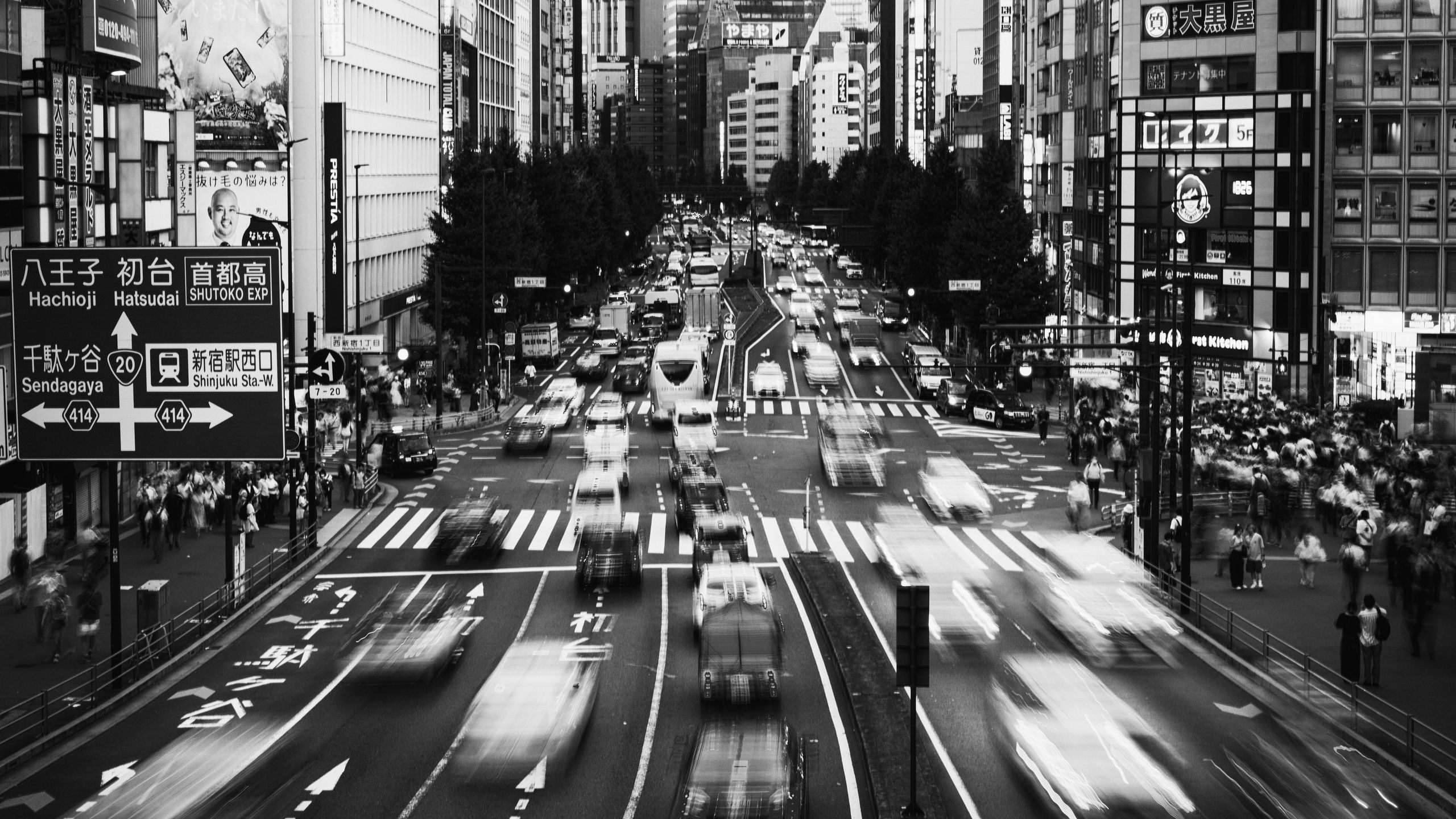 Download wallpaper 2560x1440 cars, long exposure, street, city, black ...