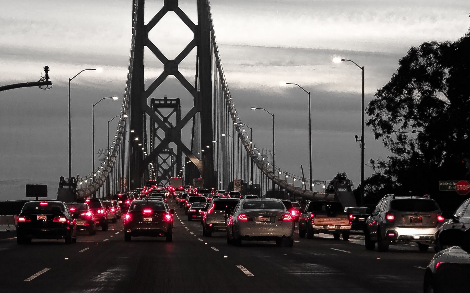 Download wallpaper 1920x1200 cars, road, bridge, evening widescreen 16: ...
