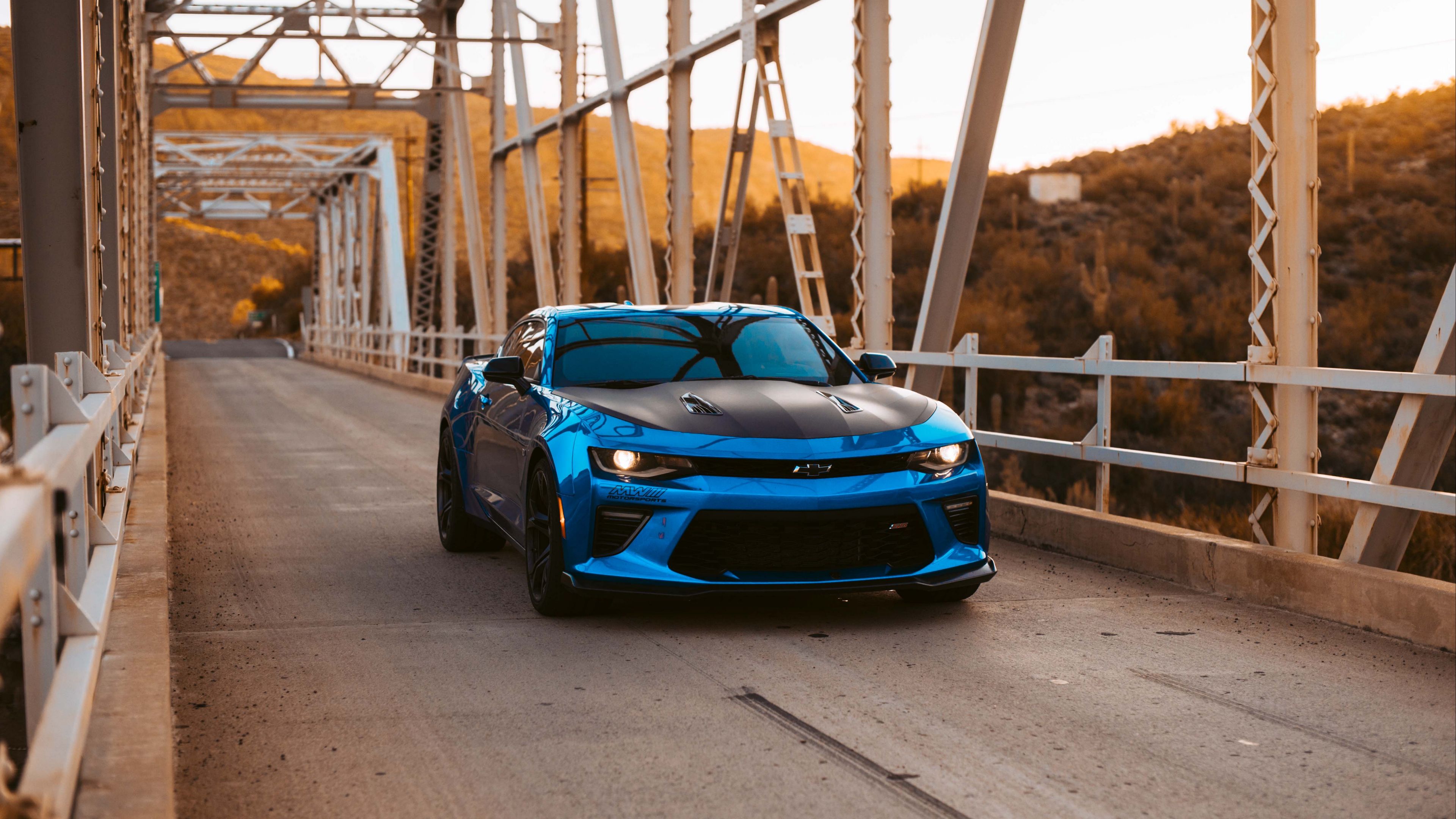 Download wallpaper 3840x2160 chevrolet, front view, blue, lights ...