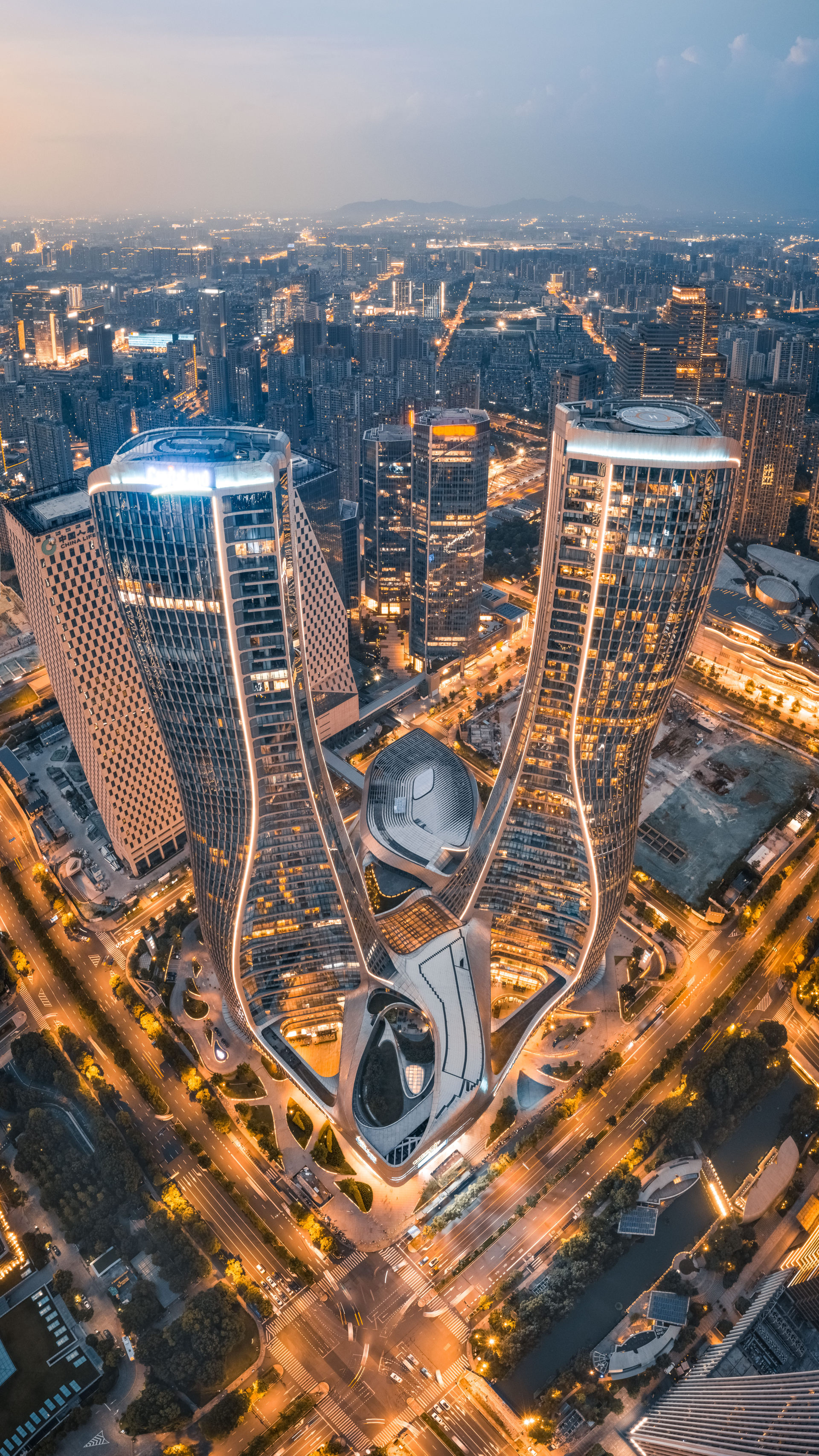 Download wallpaper 1920x3414 city, aerial view, buildings, skyscrapers ...