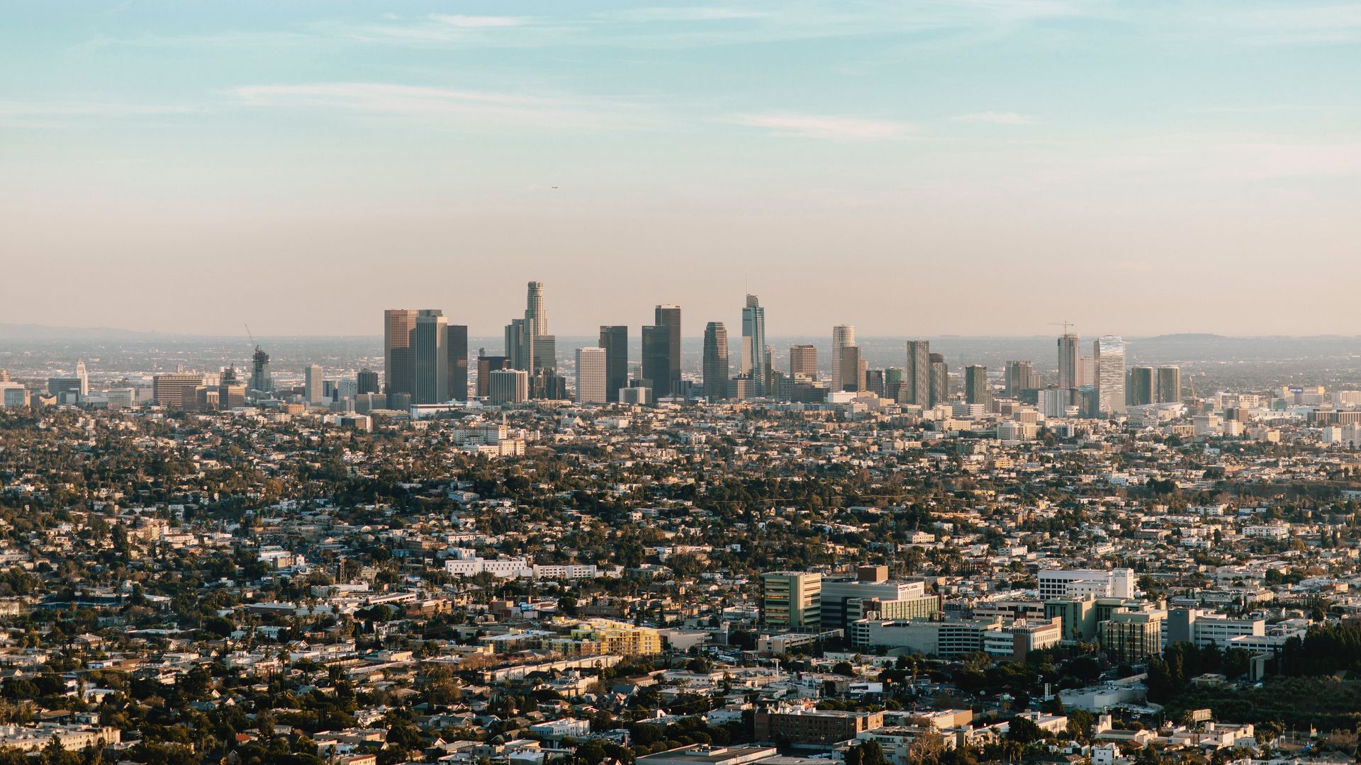 Download wallpaper 1920x1080 city, aerial view, buildings, horizon ...