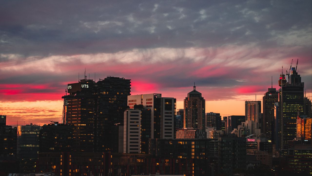 Wallpaper city, architecture, buildings, sunset, sky hd, picture, image
