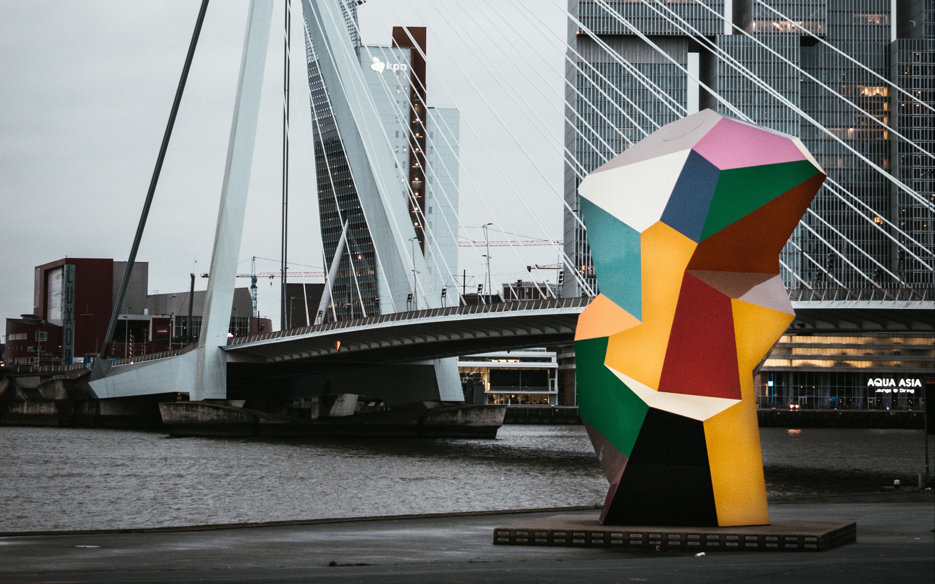 Download wallpaper 3840x2400 city, bridge, water, buildings ...