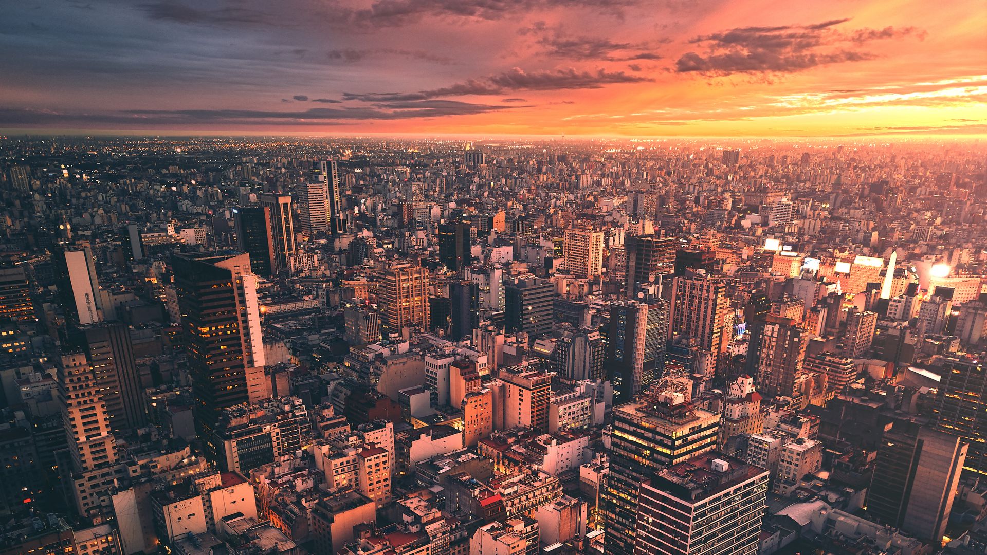 Download wallpaper 1920x1080 city, buildings, architecture, sunset, sky ...