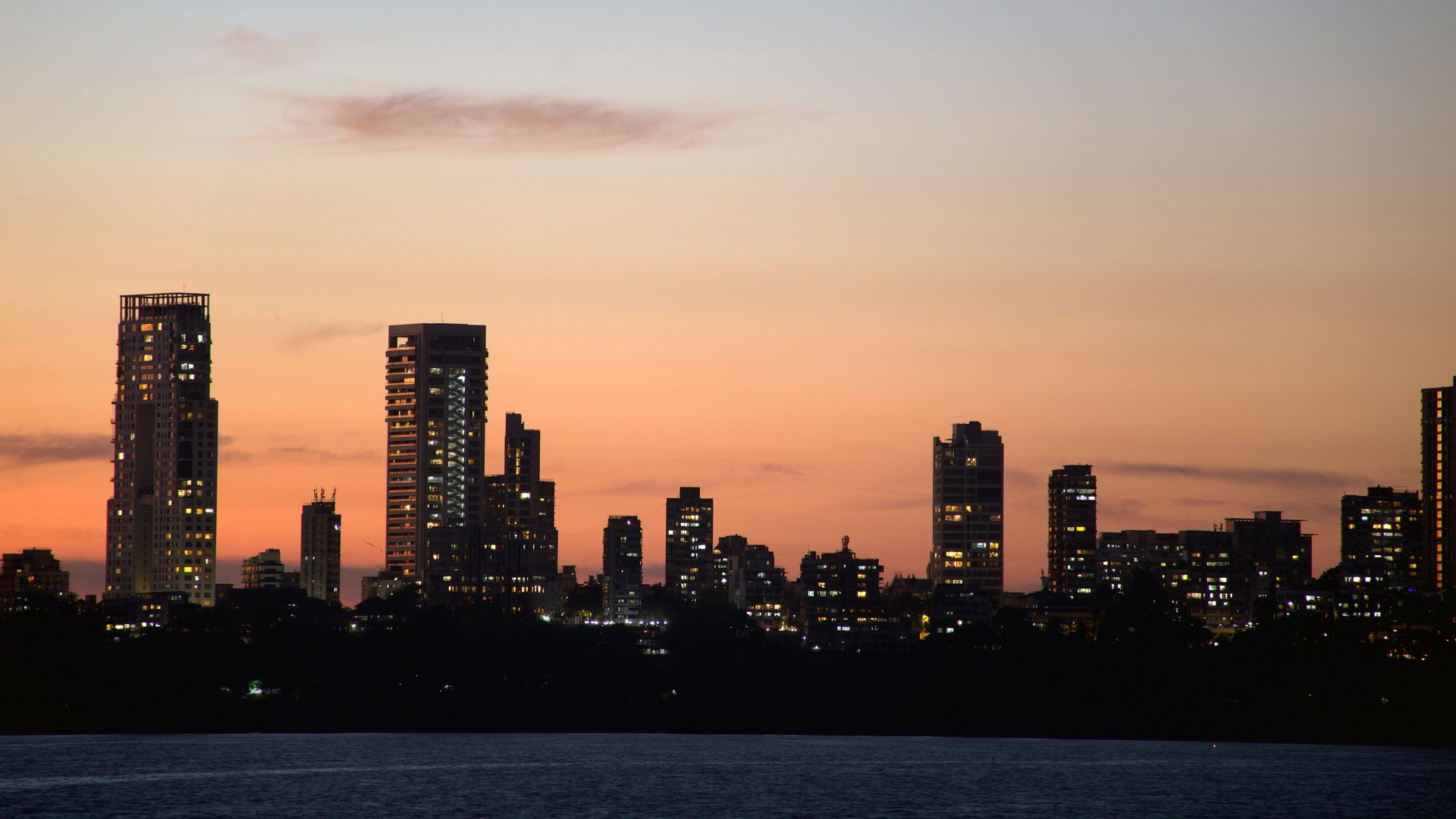 Download wallpaper 1920x1080 city, buildings, skyscrapers, water ...
