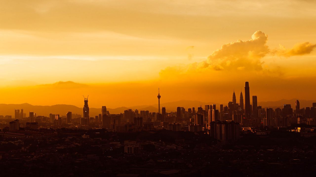 Wallpaper city, buildings, skyscrapers, sunset, sky hd, picture, image