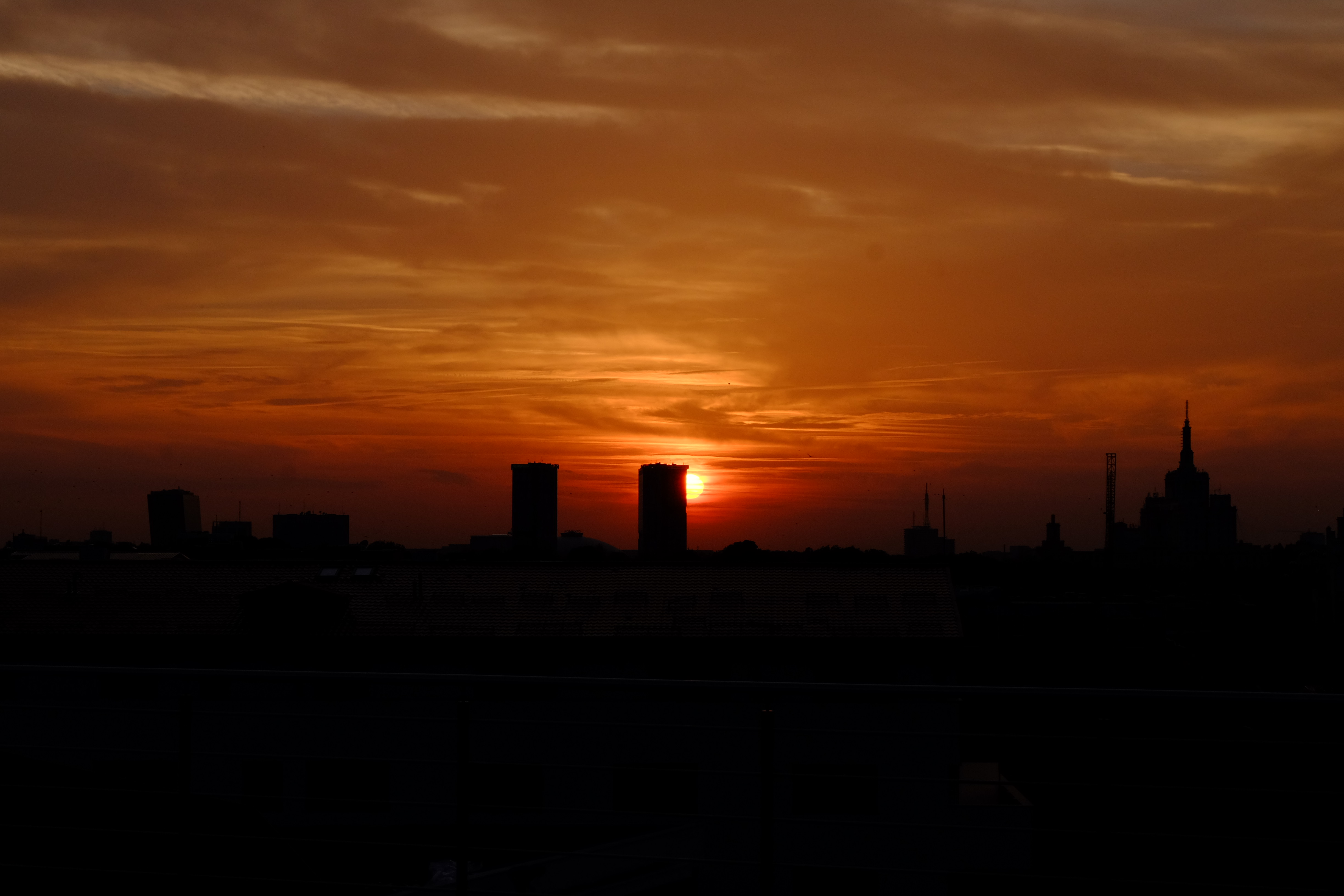 Download wallpaper 4896x3264 city, buildings, sun, sunset, dark hd ...