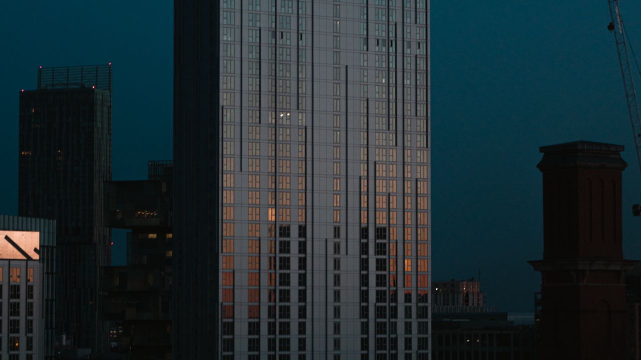 Wallpaper city, buildings, twilight, dark hd, picture, image