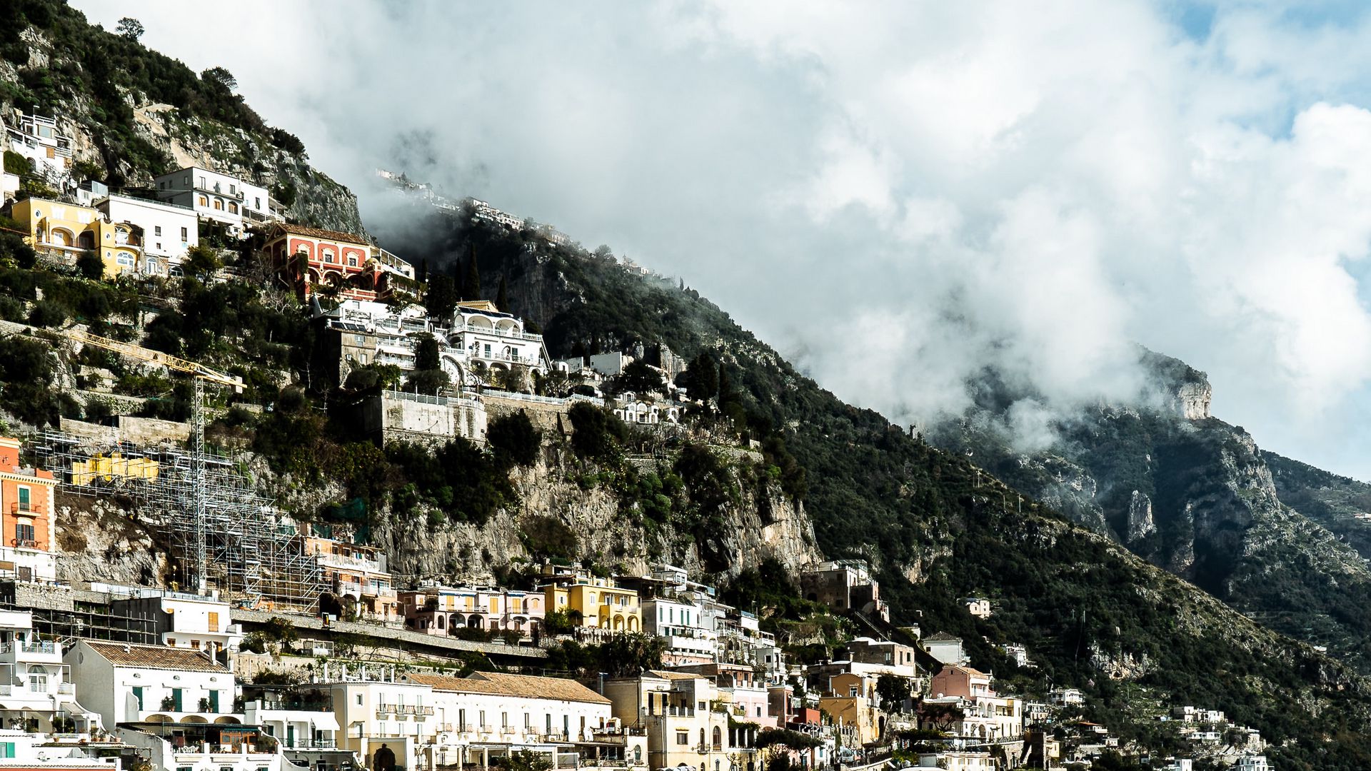 Download wallpaper 1920x1080 city, slope, houses, fog full hd, hdtv ...