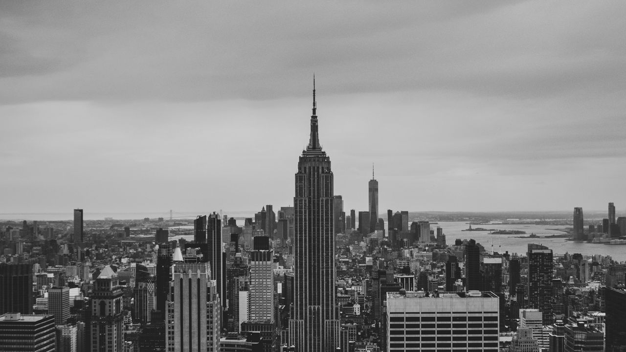 Wallpaper city, tower, bw hd, picture, image