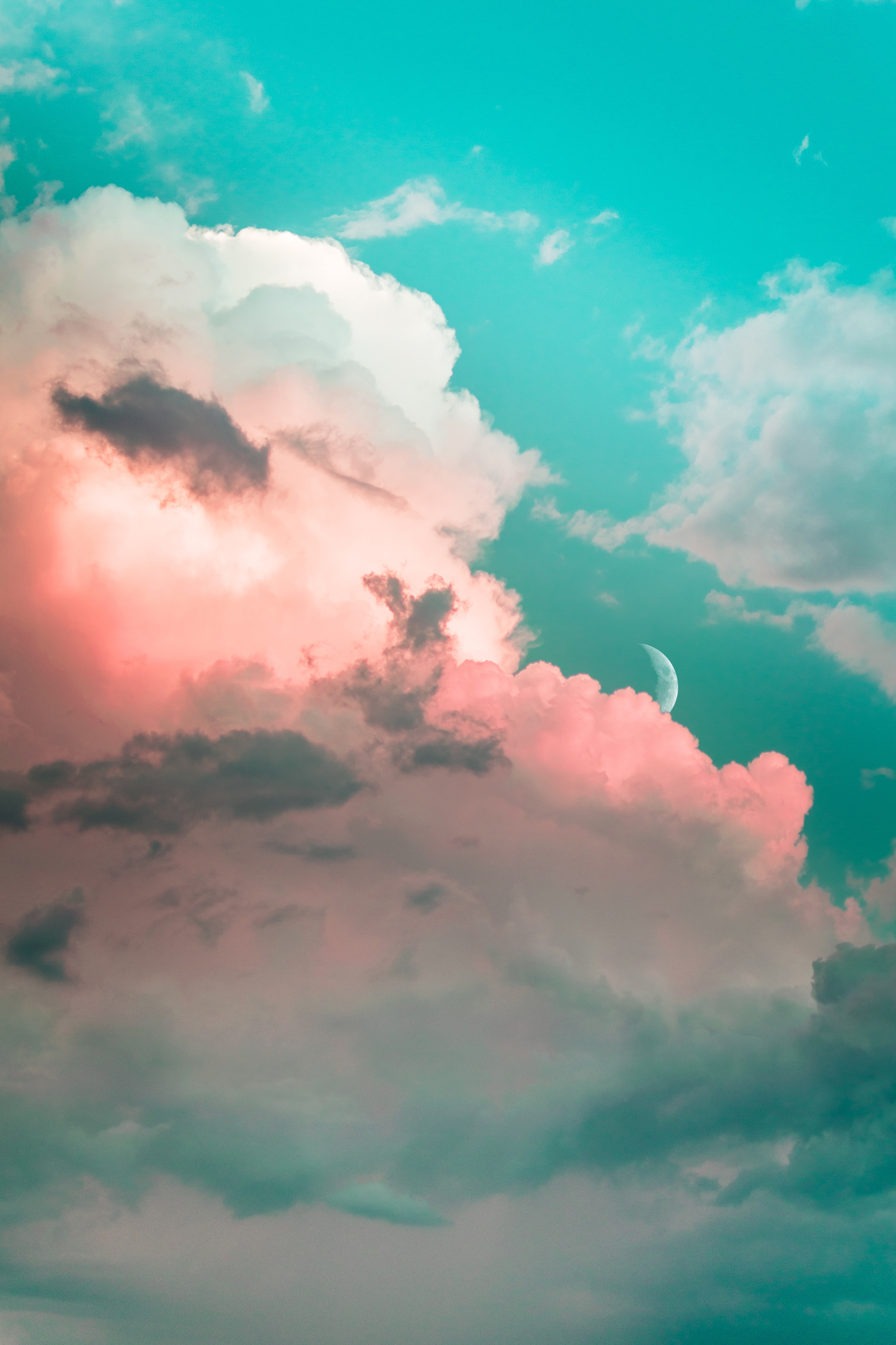 Download wallpaper 4000x6000 clouds, sky, moon, porous, light hd background