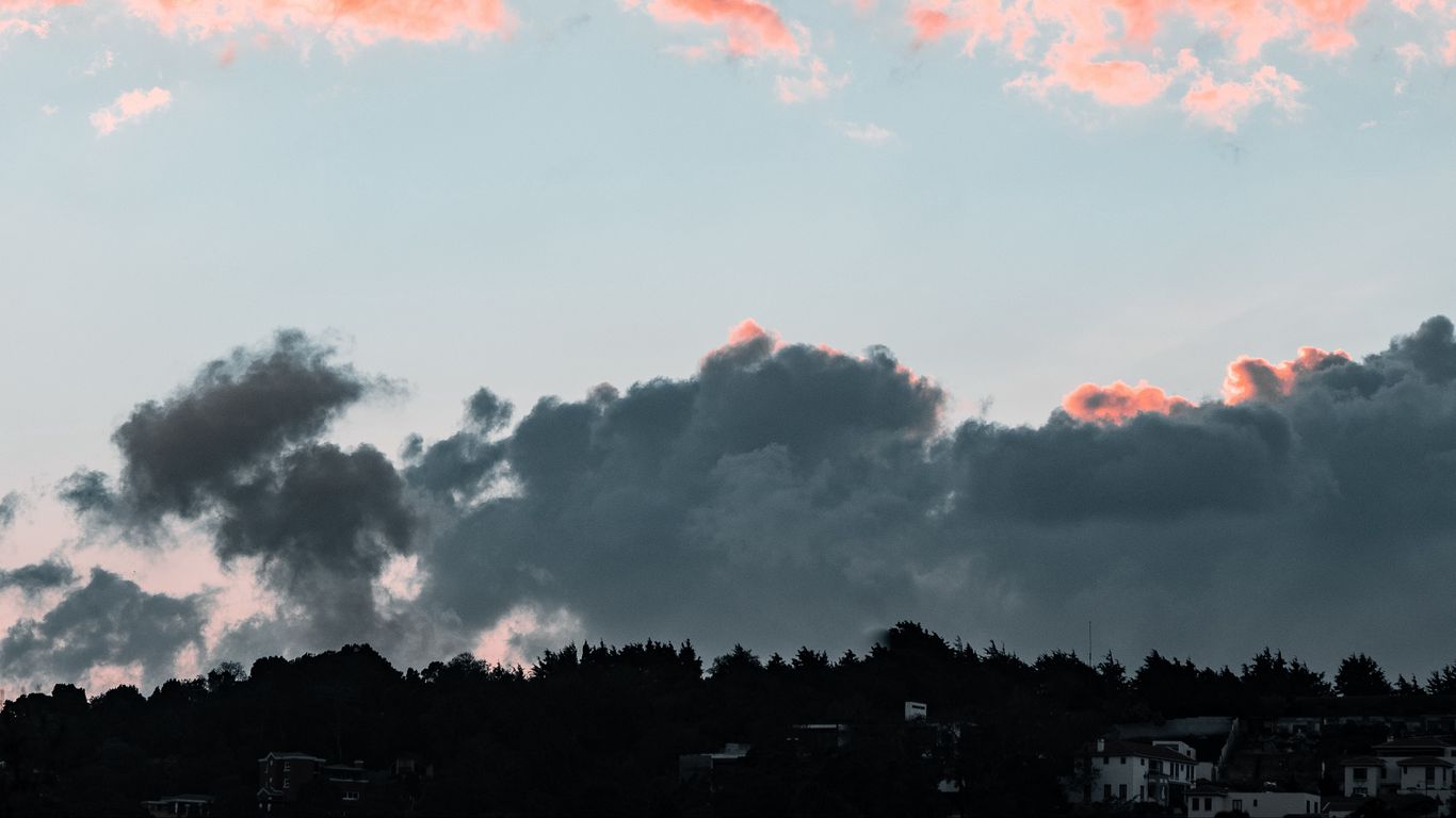 Download wallpaper 1366x768 clouds, sky, sunset, porous, evening tablet ...