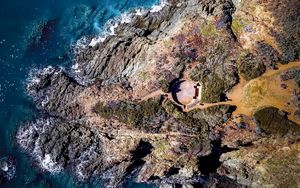 Wallpaper coast, rocks, aerial view, sea, water hd, picture, image