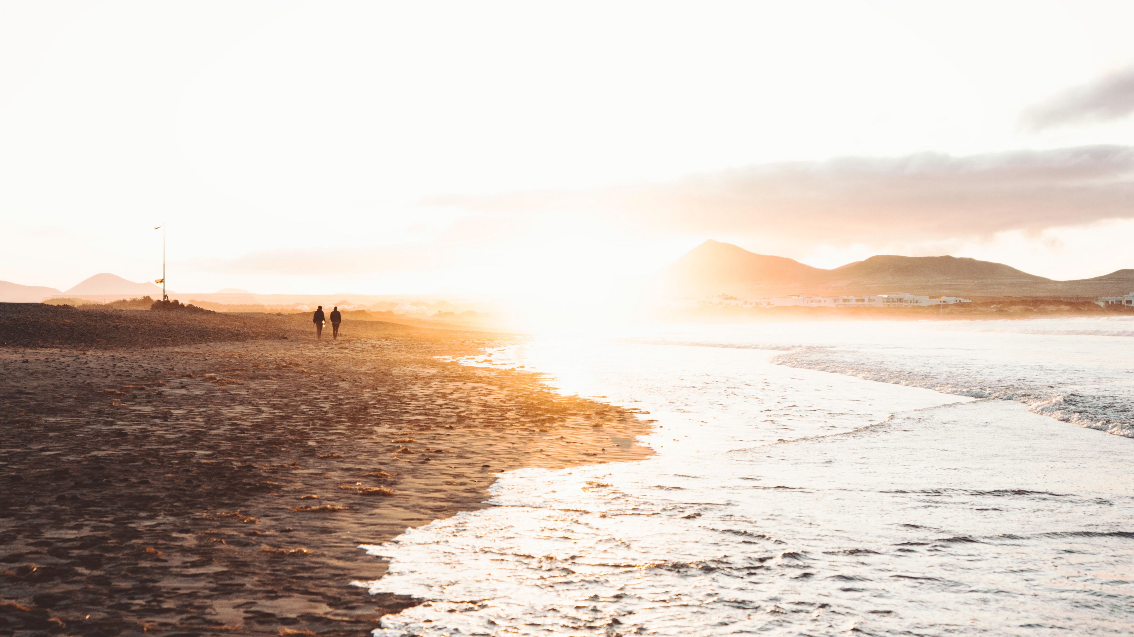Download wallpaper 3840x2160 coast, beach, tide, sunset 4k uhd 16:9 hd ...