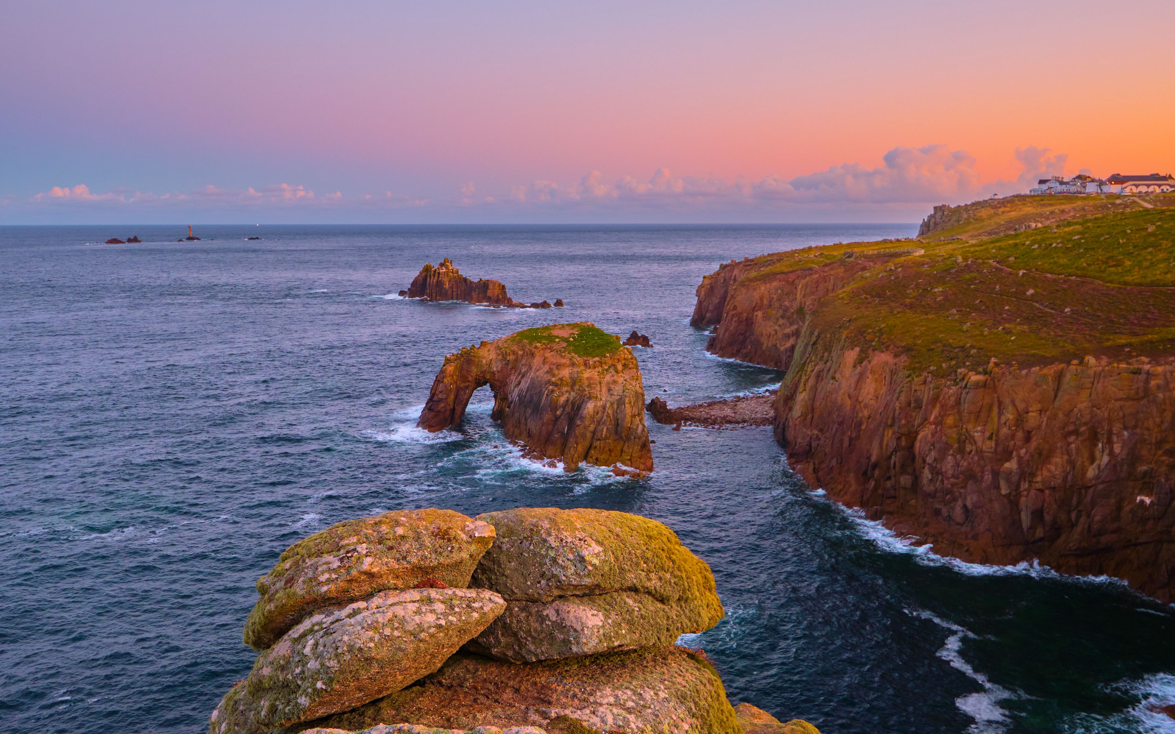Download wallpaper 3840x2400 coast, sea, rocks, water, horizon 4k ultra ...