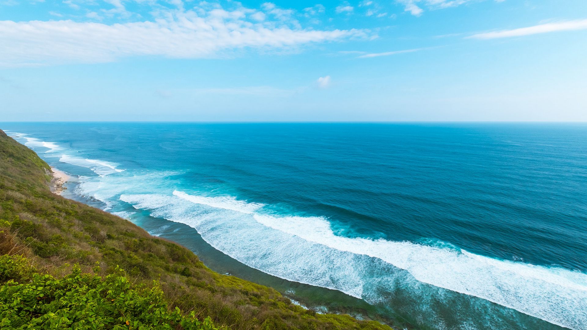 Download wallpaper 1920x1080 coast, sea, slope, horizon full hd, hdtv ...