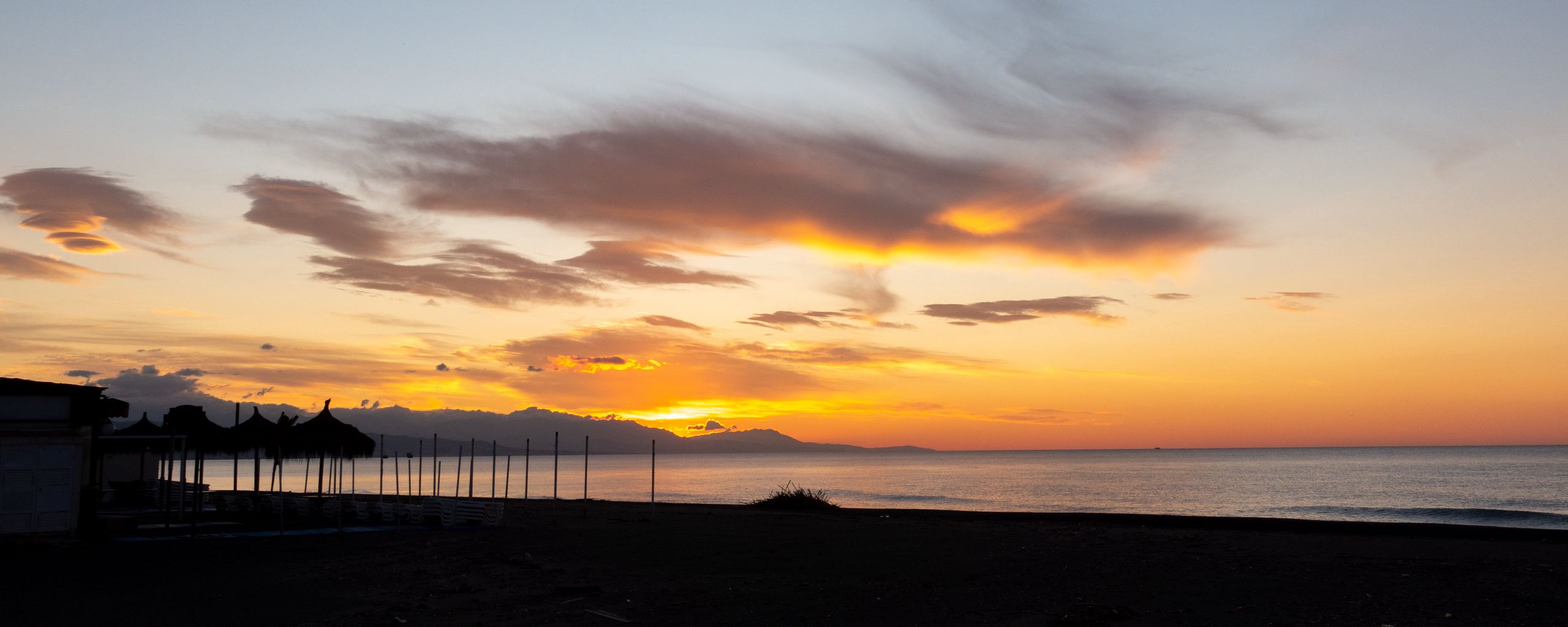 Download wallpaper 2560x1024 coast, sea, sunset, clouds, sky ultrawide ...
