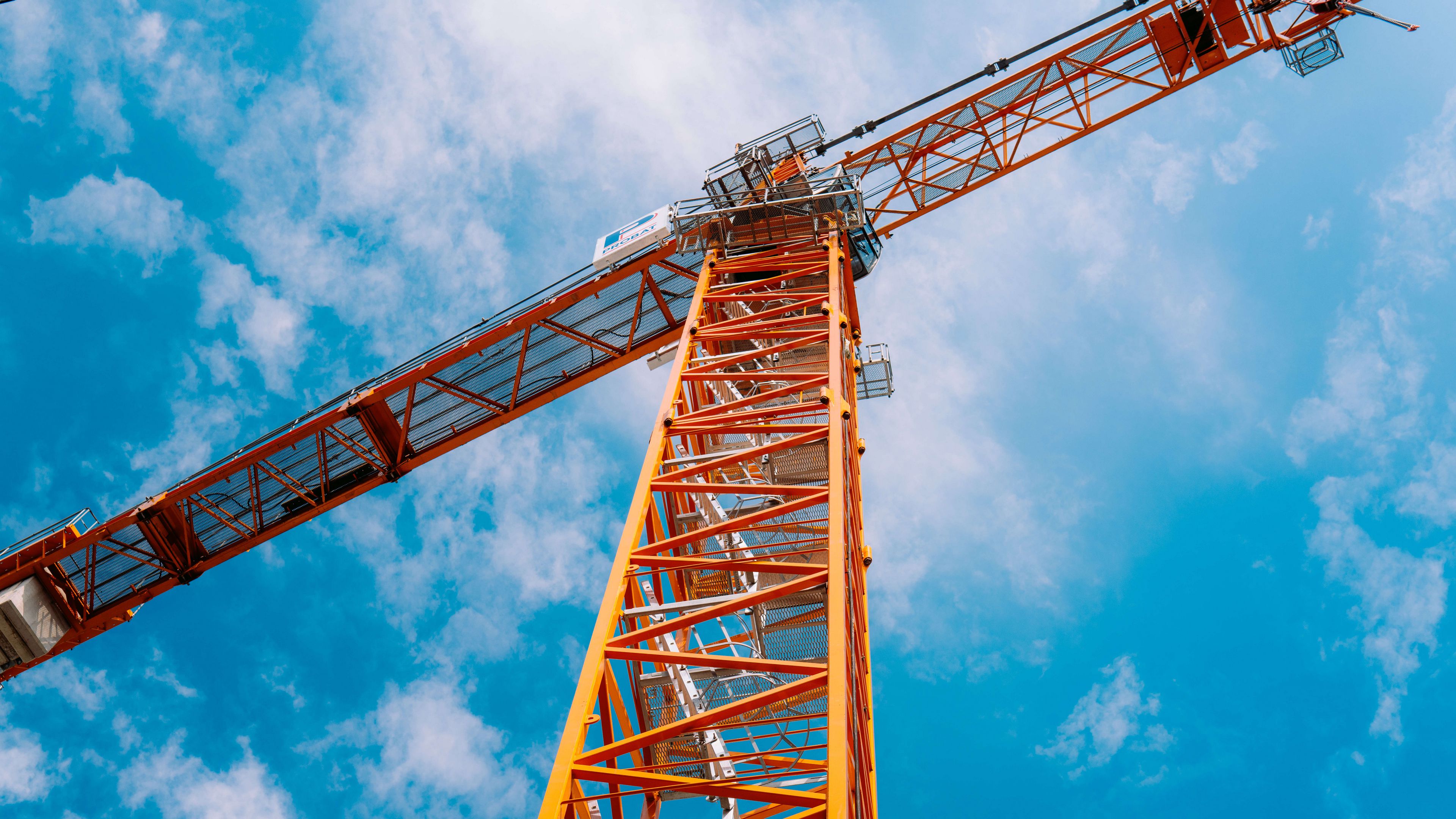 Download wallpaper 3840x2160 crane, construction, clouds, sky, height ...