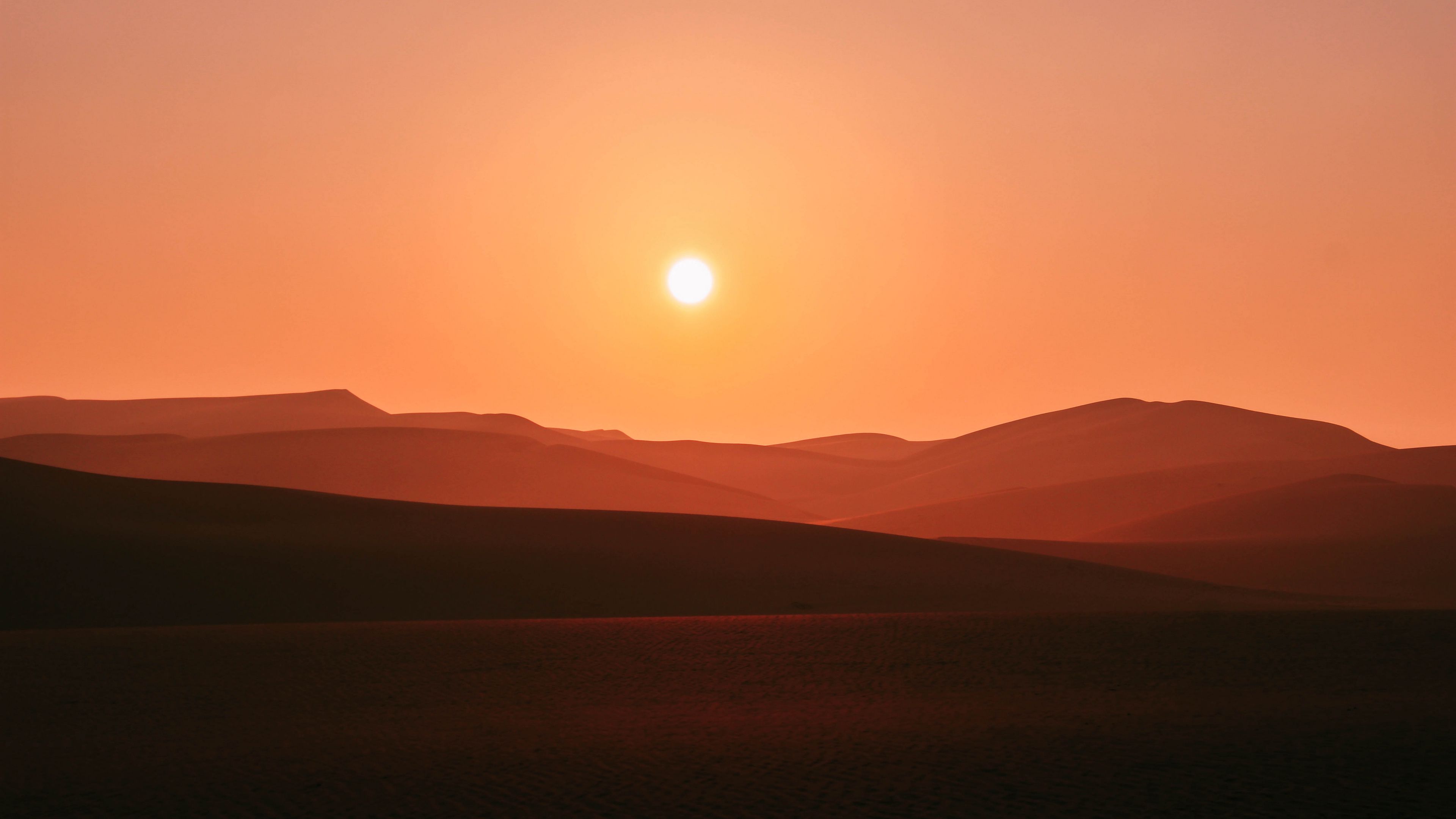 Download Wallpaper 3840x2160 Desert Sunset Hills Sand Dusk 4k Uhd