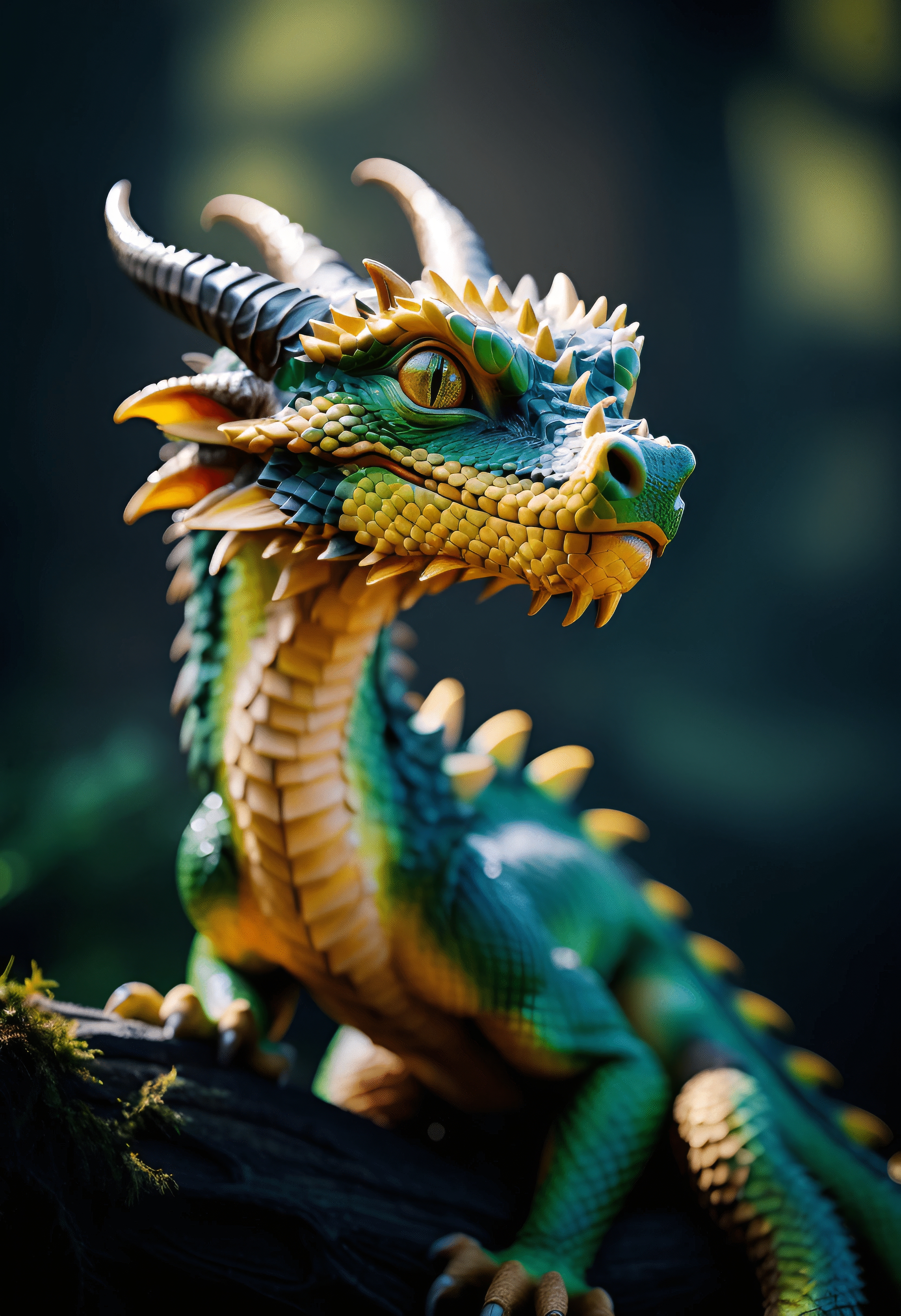 Download wallpaper 2862x4183 dragon, cub, scales, horns, blur, art hd ...