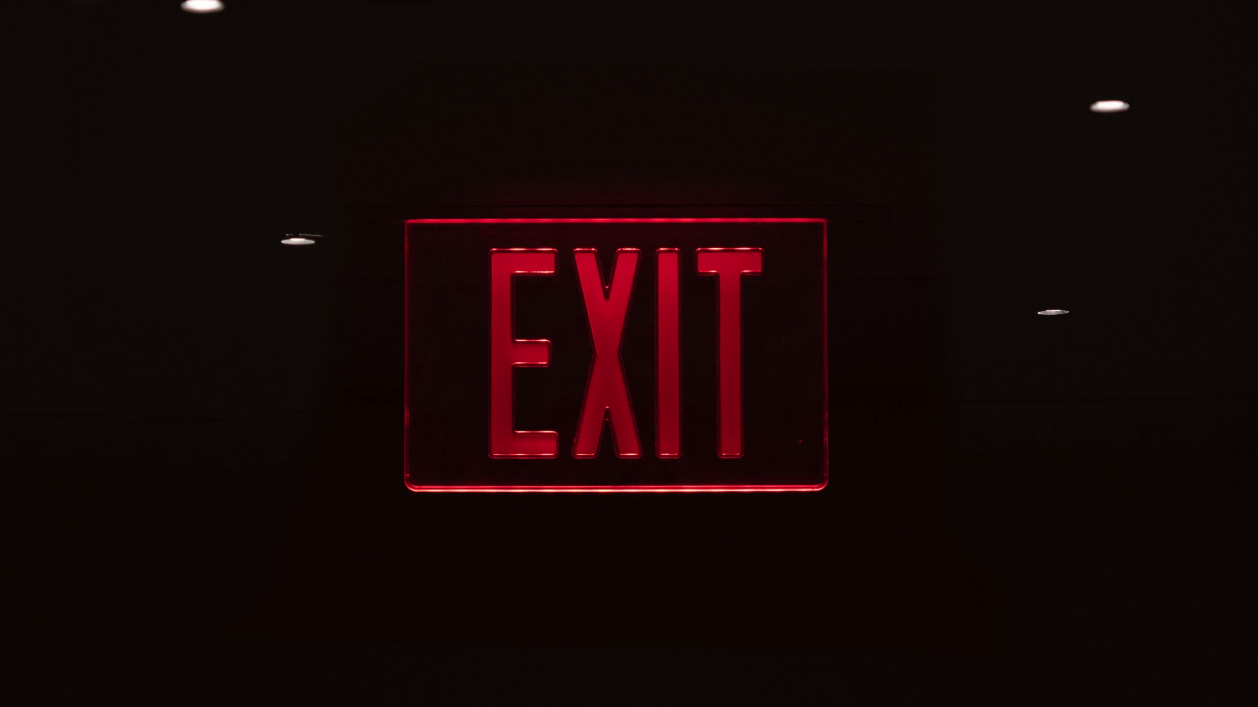 Download wallpaper 2560x1440 exit, sign, inscription, red, dark ...