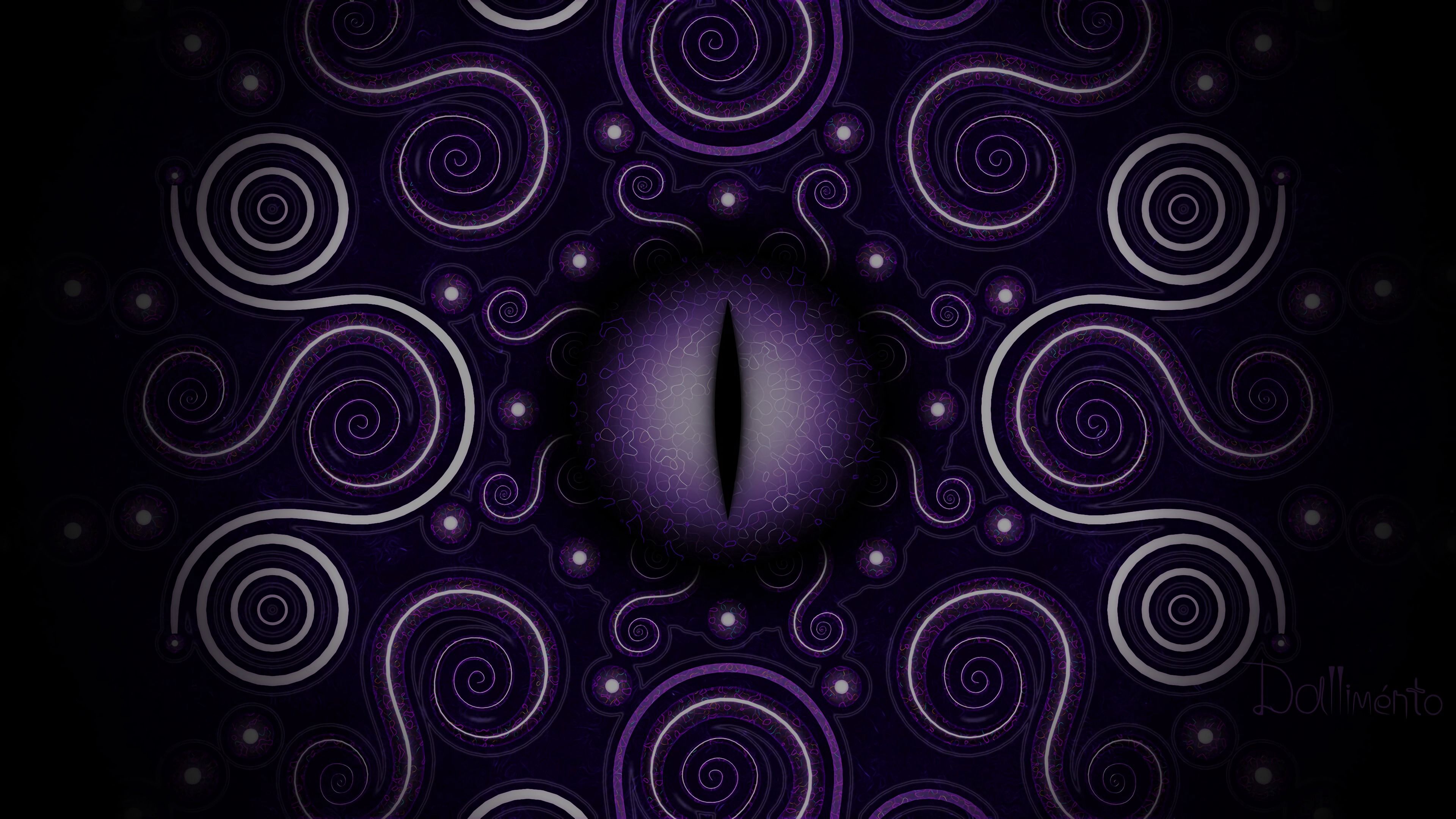 Download wallpaper 3840x2160 eye, pupil, patterns, purple hd background
