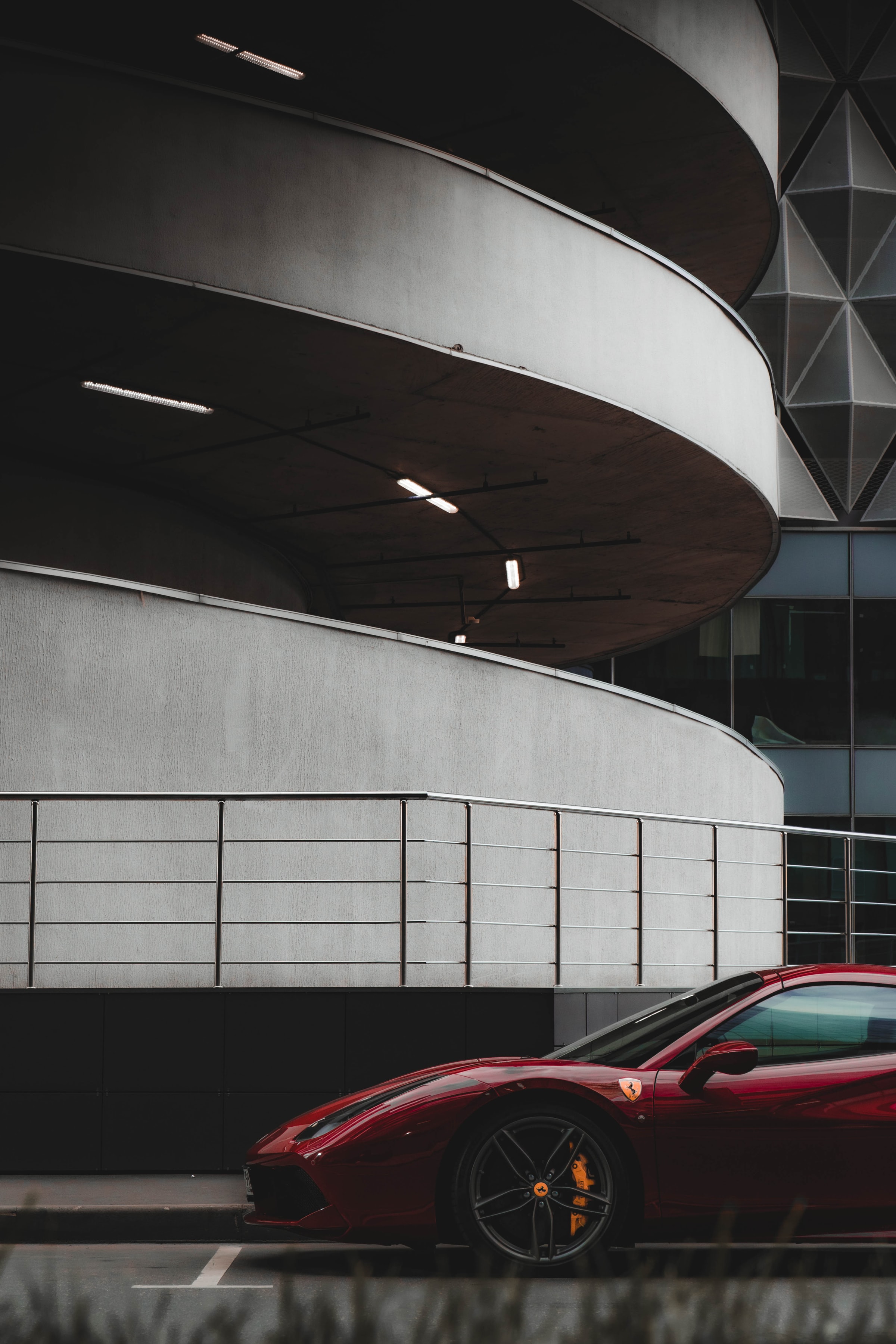Download wallpaper 2400x3600 ferrari, car, side view, red hd background