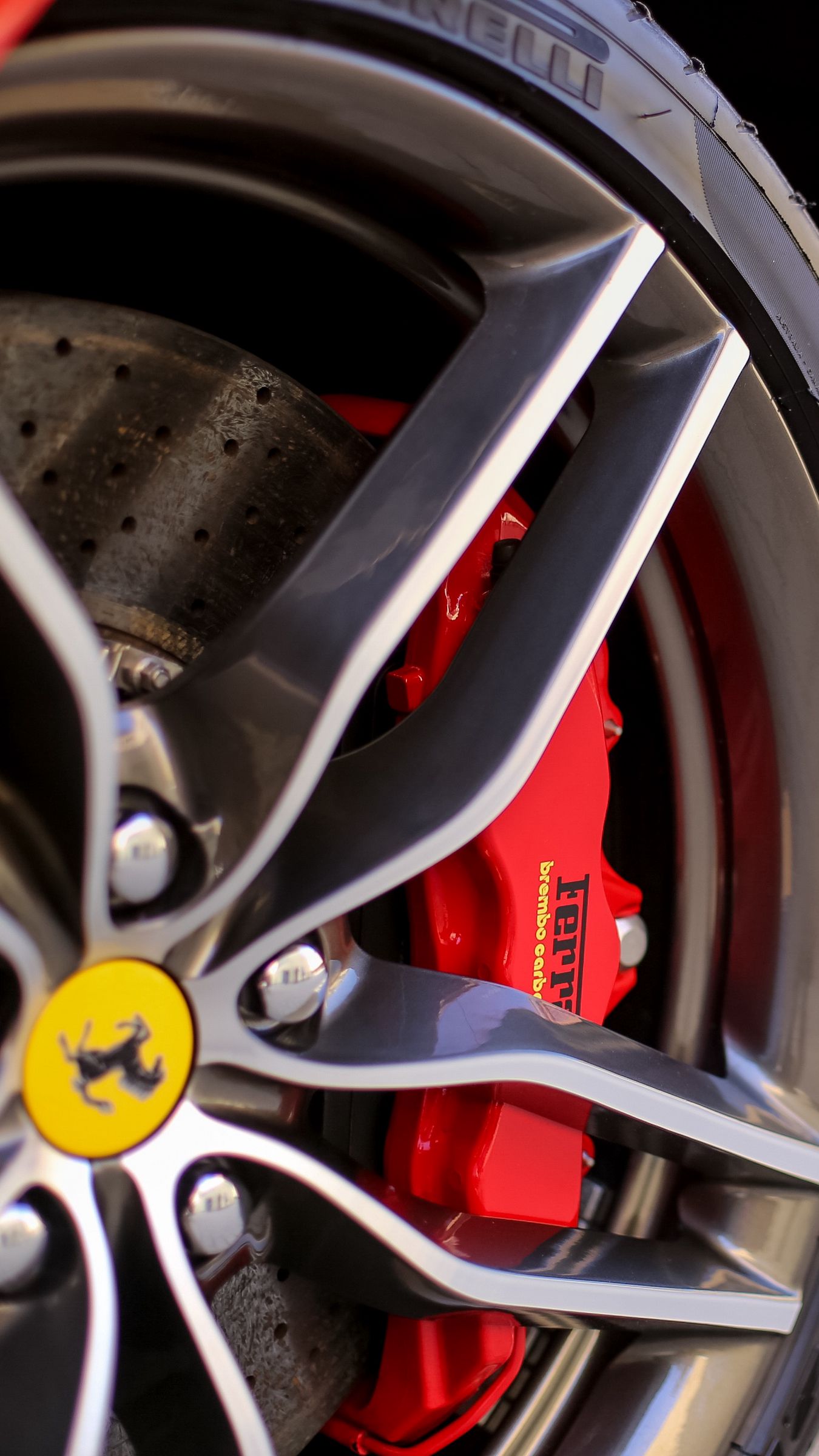 Download wallpaper 1350x2400 ferrari, tire, wheel, logo iphone 8+/7+/6s ...