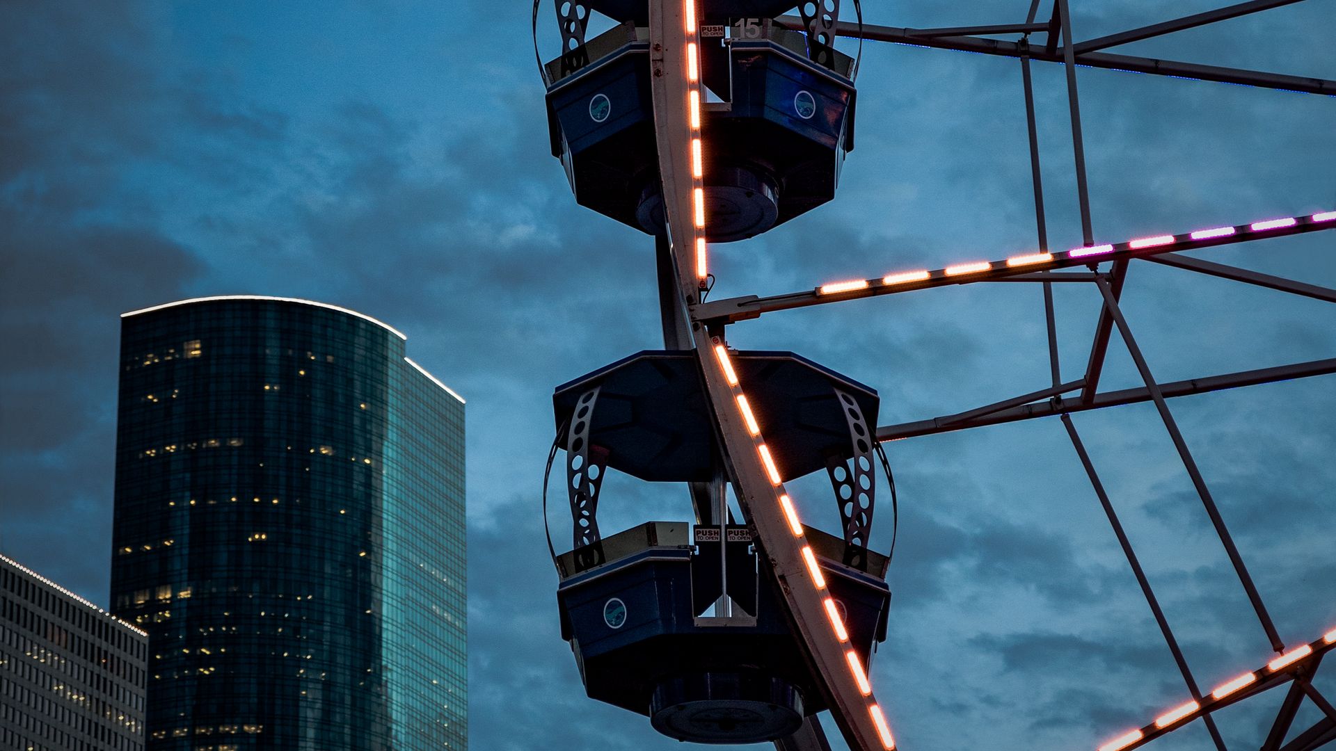 Download wallpaper 1920x1080 ferris wheel, buildings, skyscrapers, city ...