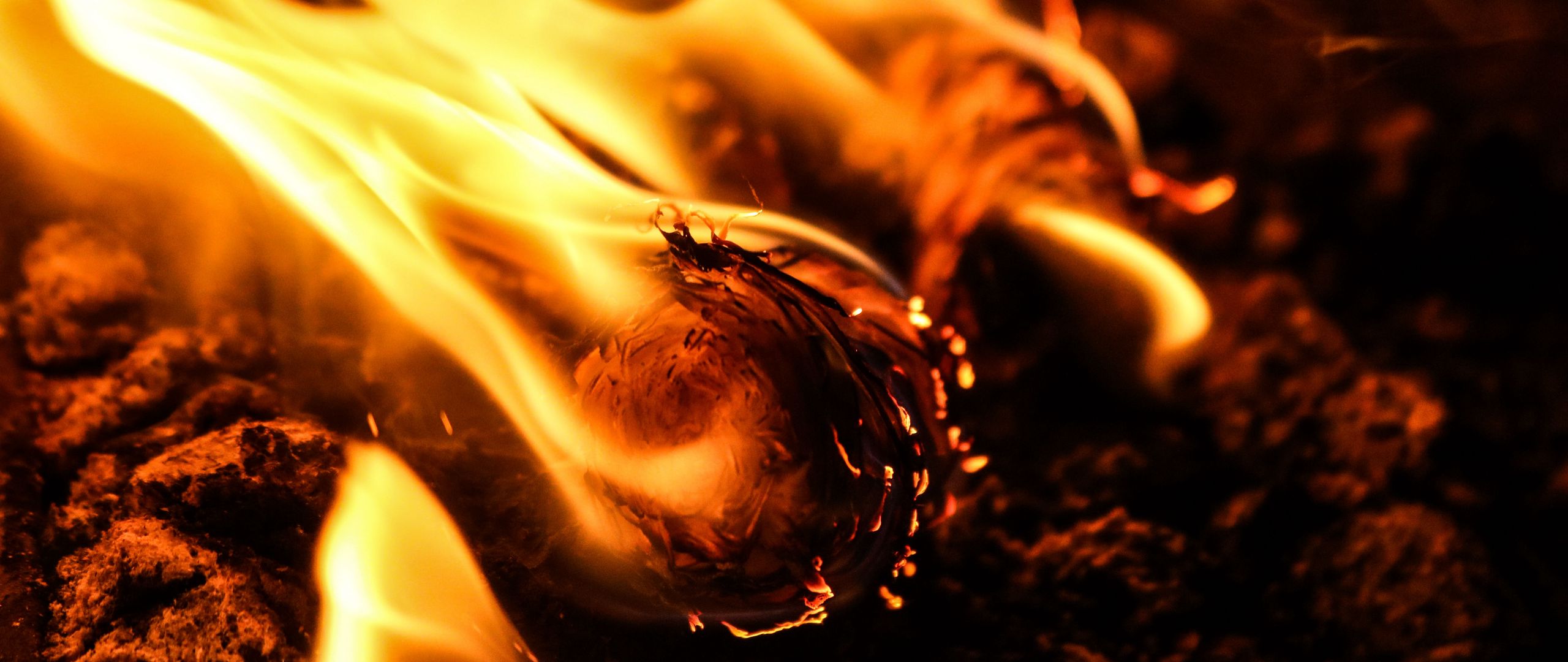 Download wallpaper 2560x1080 fire, bonfire, ashes, ash, smoldering dual ...