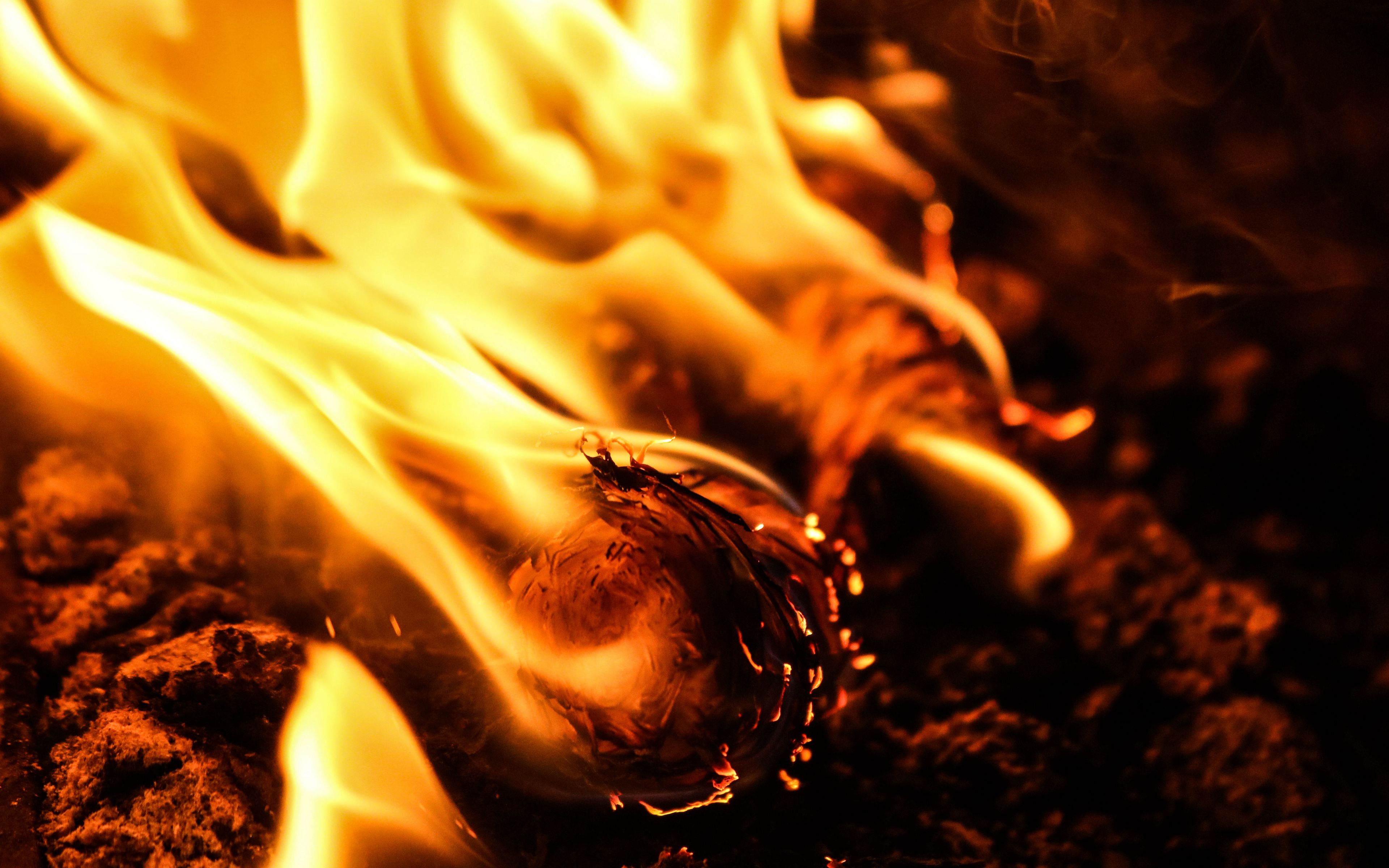 Download wallpaper 3840x2400 fire, bonfire, ashes, ash, smoldering 4k ...