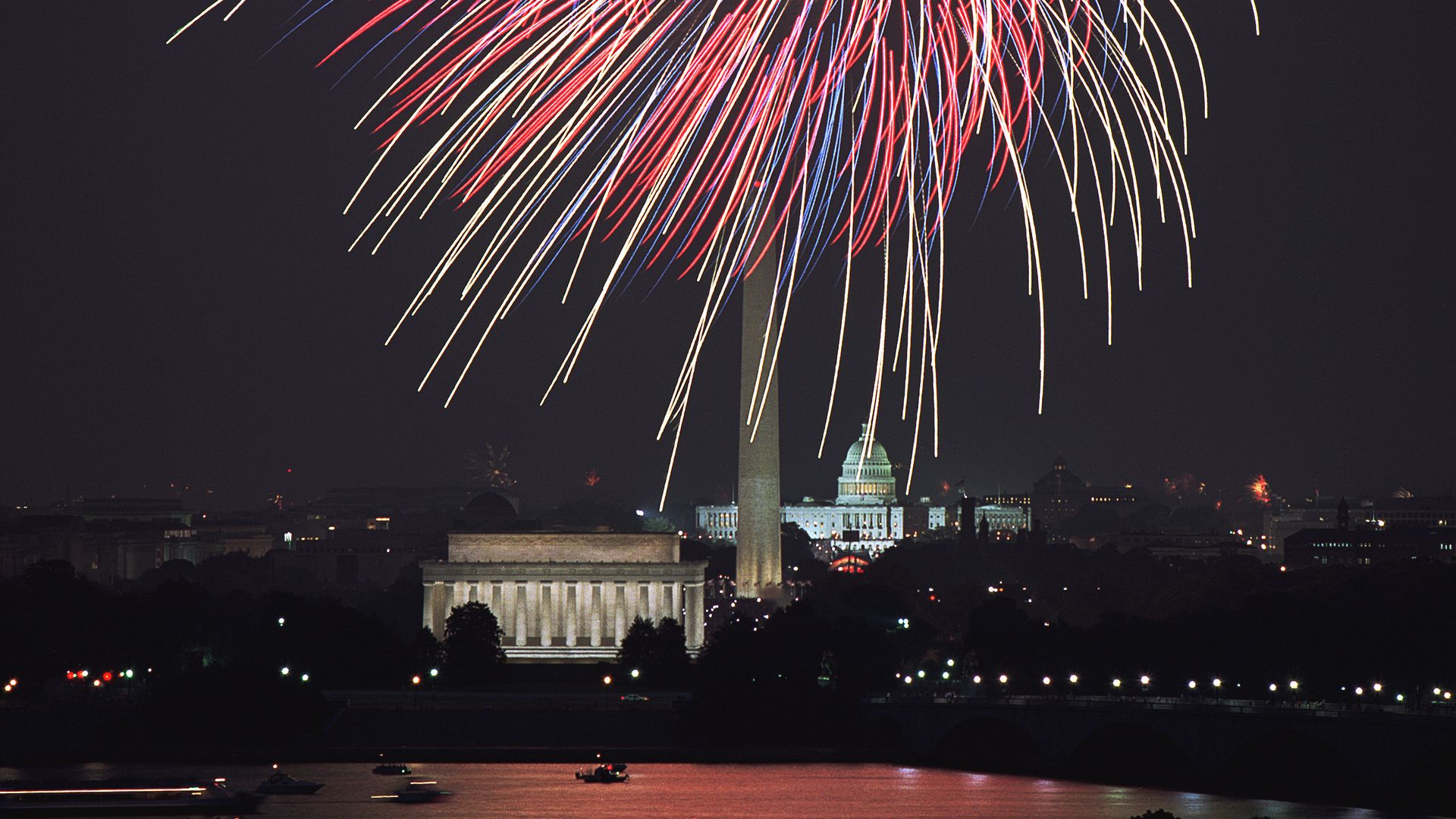 Download wallpaper 1920x1080 fireworks, city, night, holiday, dark full ...