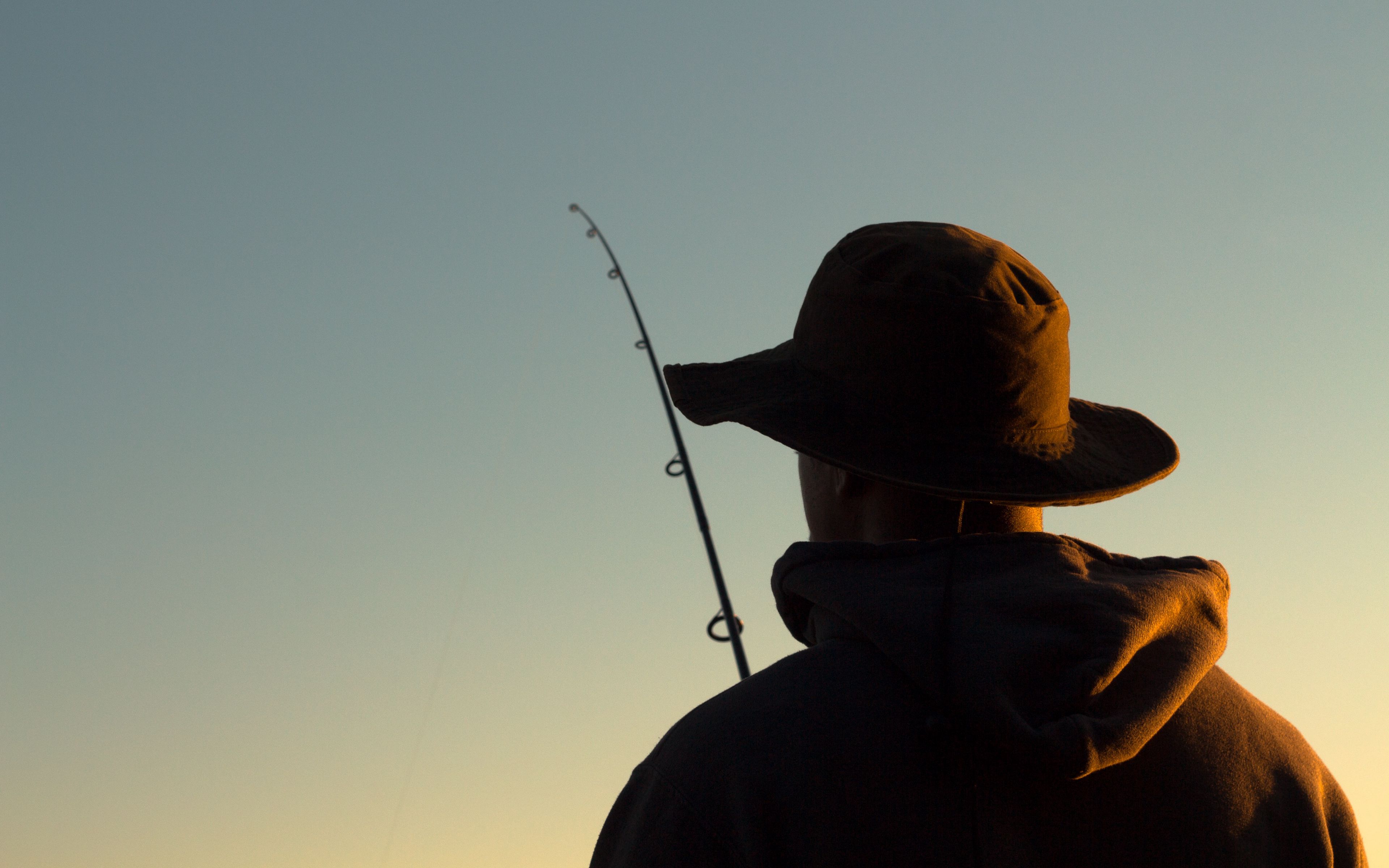 Download wallpaper 3840x2400 fishing, fisherman, fishing rod, hat 4k ...