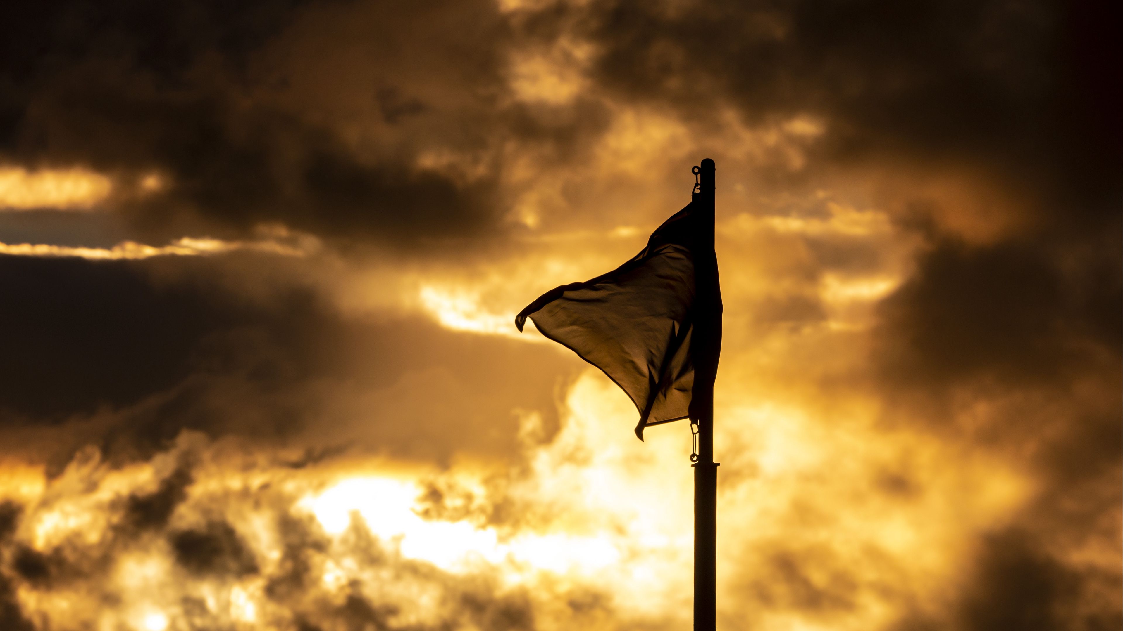 Download wallpaper 3840x2160 flag, flagpole, clouds, sky, shadows 4k ...