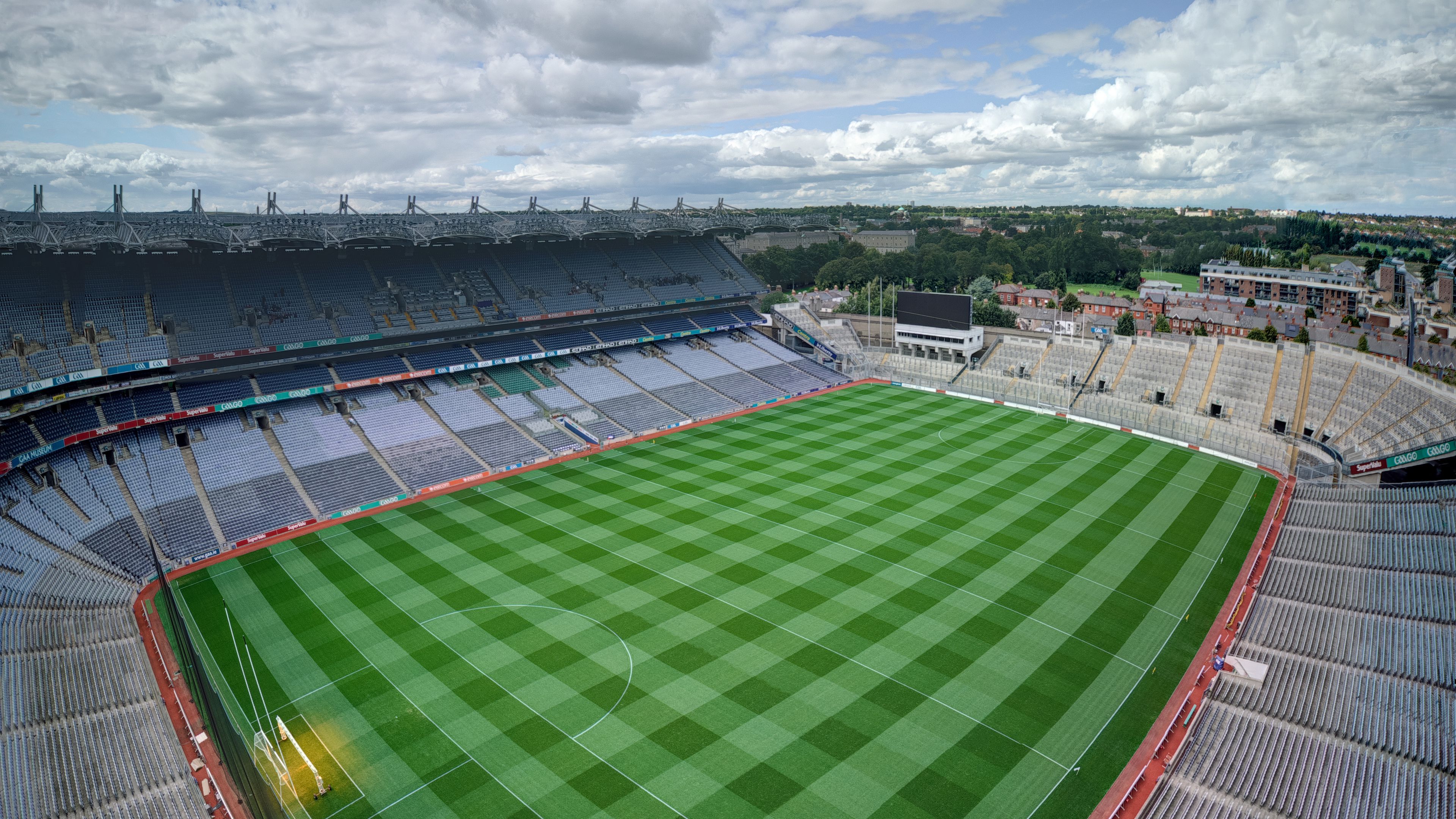 Download wallpaper 3840x2160 football field, field, football, aerial ...
