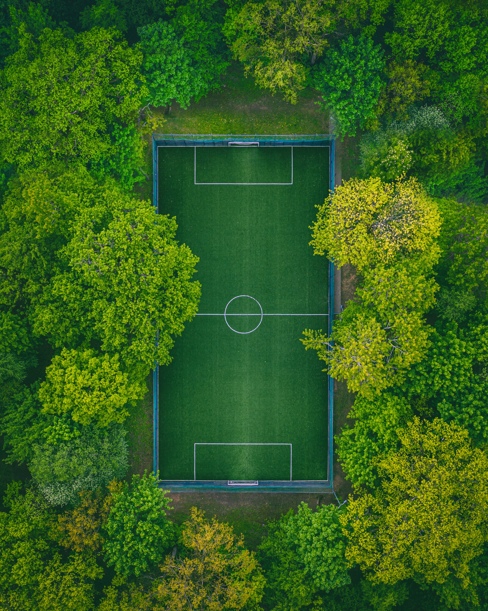 Download wallpaper 1920x2400 football field, aerial view, trees ...