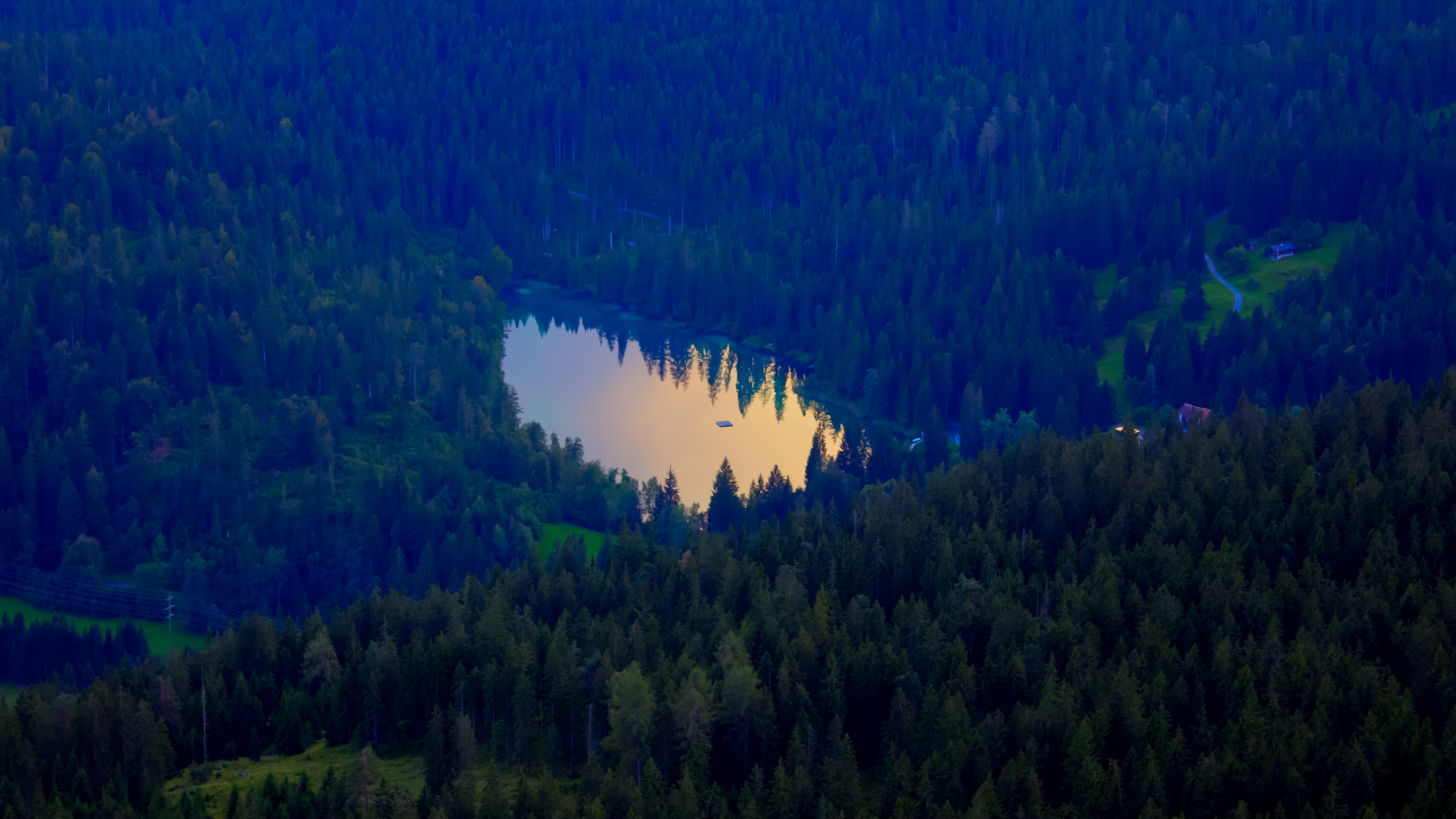 Download wallpaper 8430x4742 forest, lake, nature, aerial view hd ...