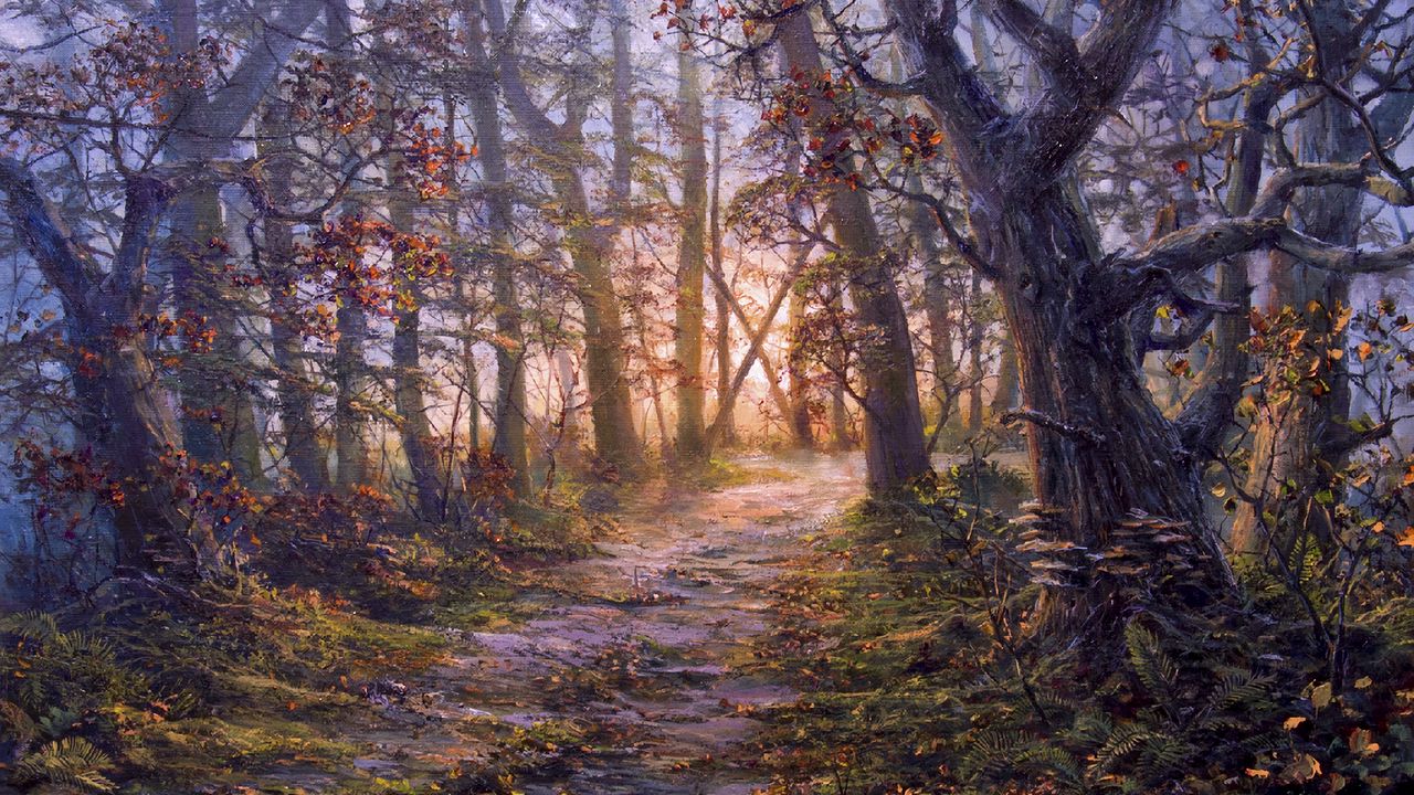 Wallpaper forest, path, autumn, landscape, art hd, picture, image