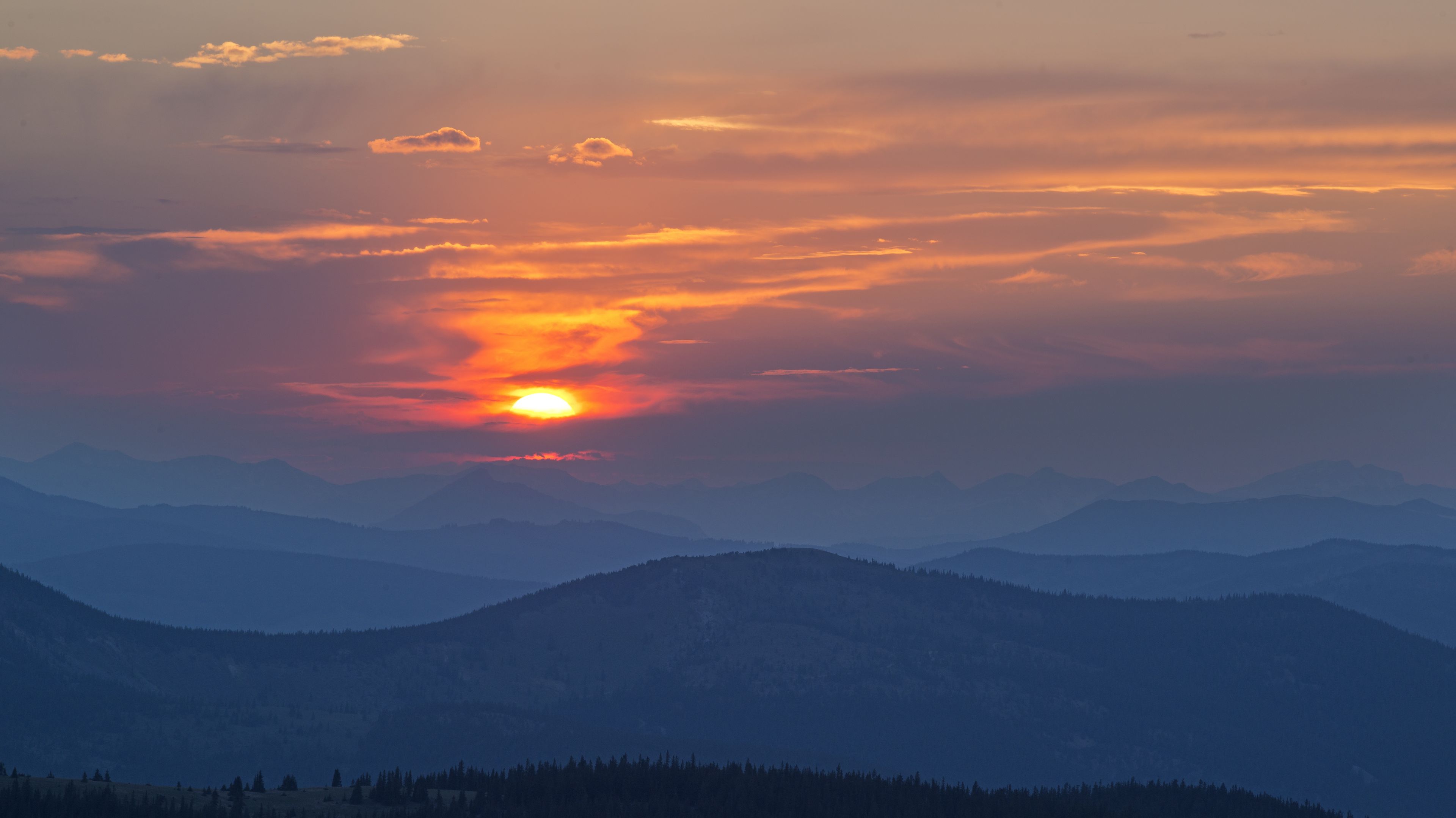Download wallpaper 3840x2160 forest, trees, hills, sunset, dark 4k uhd ...
