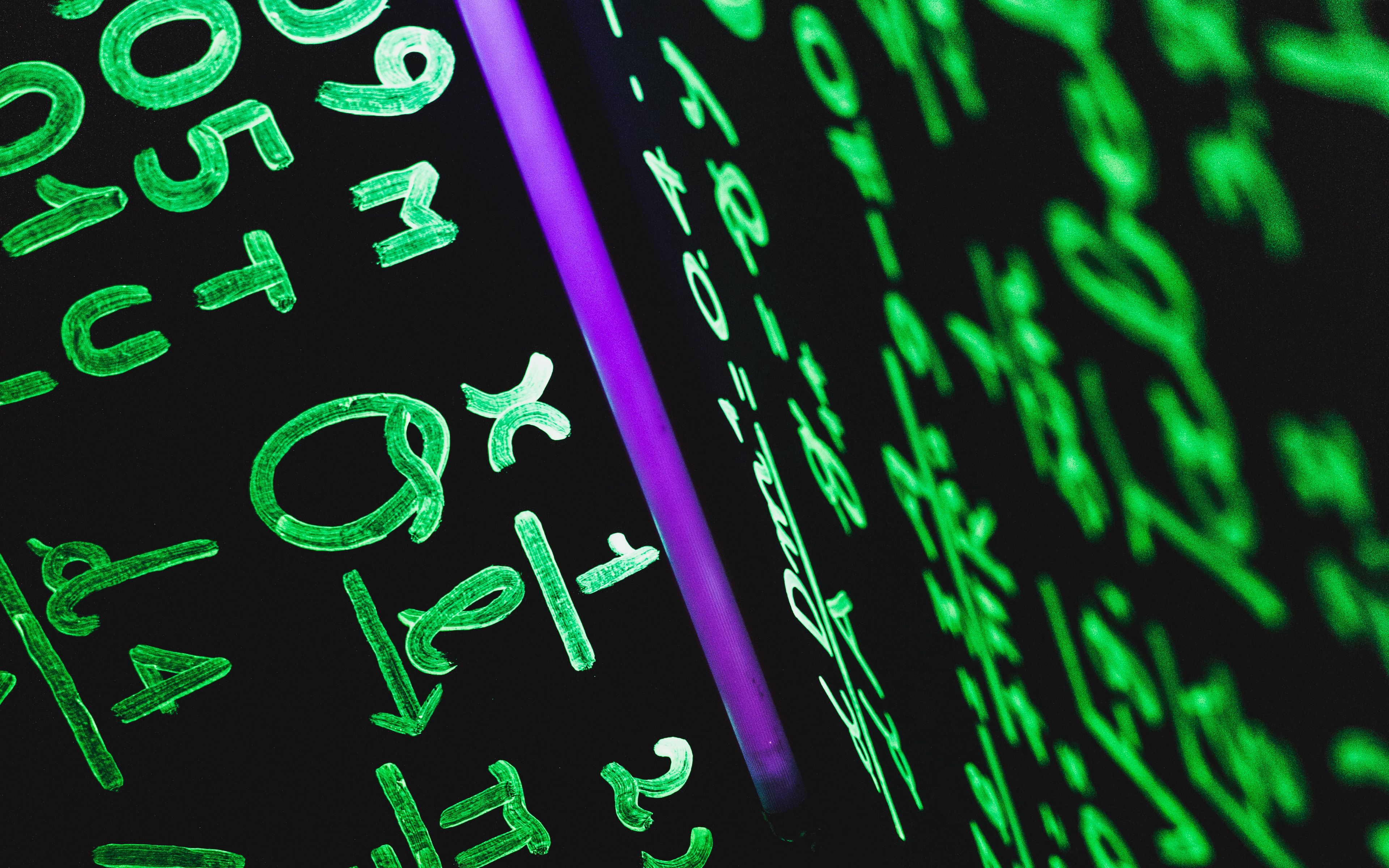 Download wallpaper 3840x2400 formulas, symbols, science, paint, neon ...