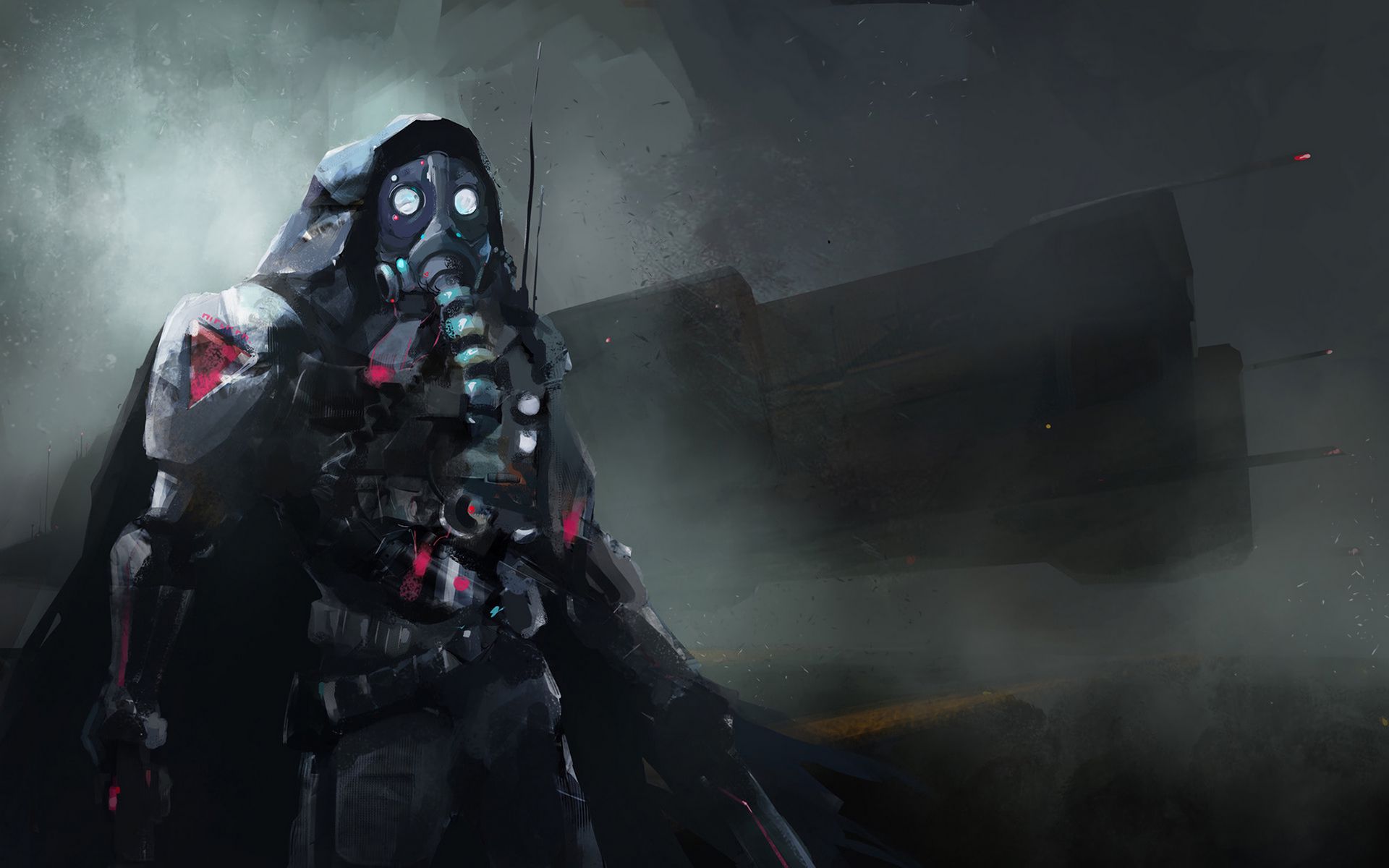 Download wallpaper 1920x1200 gas mask, art, warrior, dark widescreen 16 ...