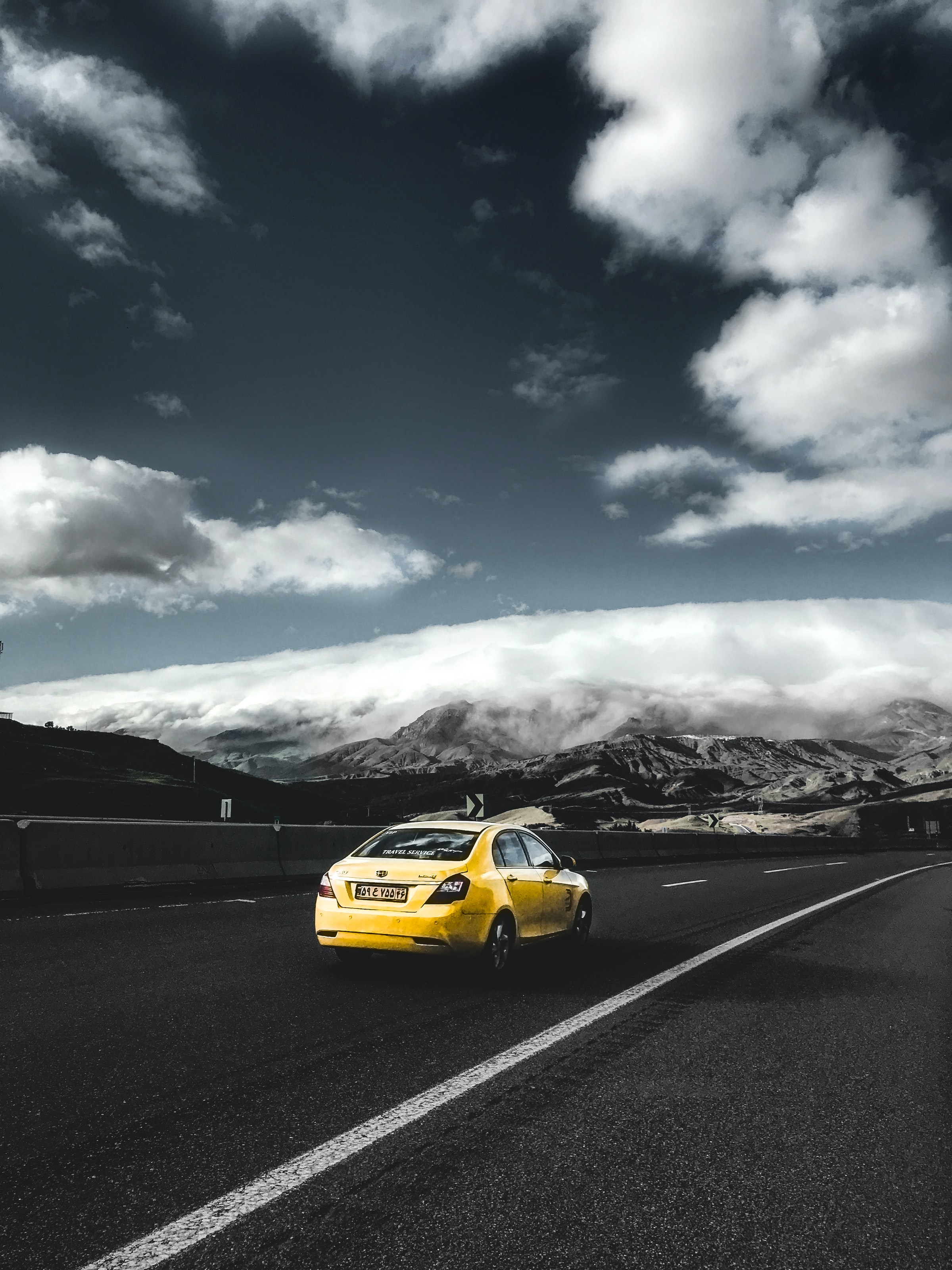 Download wallpaper 2400x3200 geely, car, rear view, yellow, road hd ...