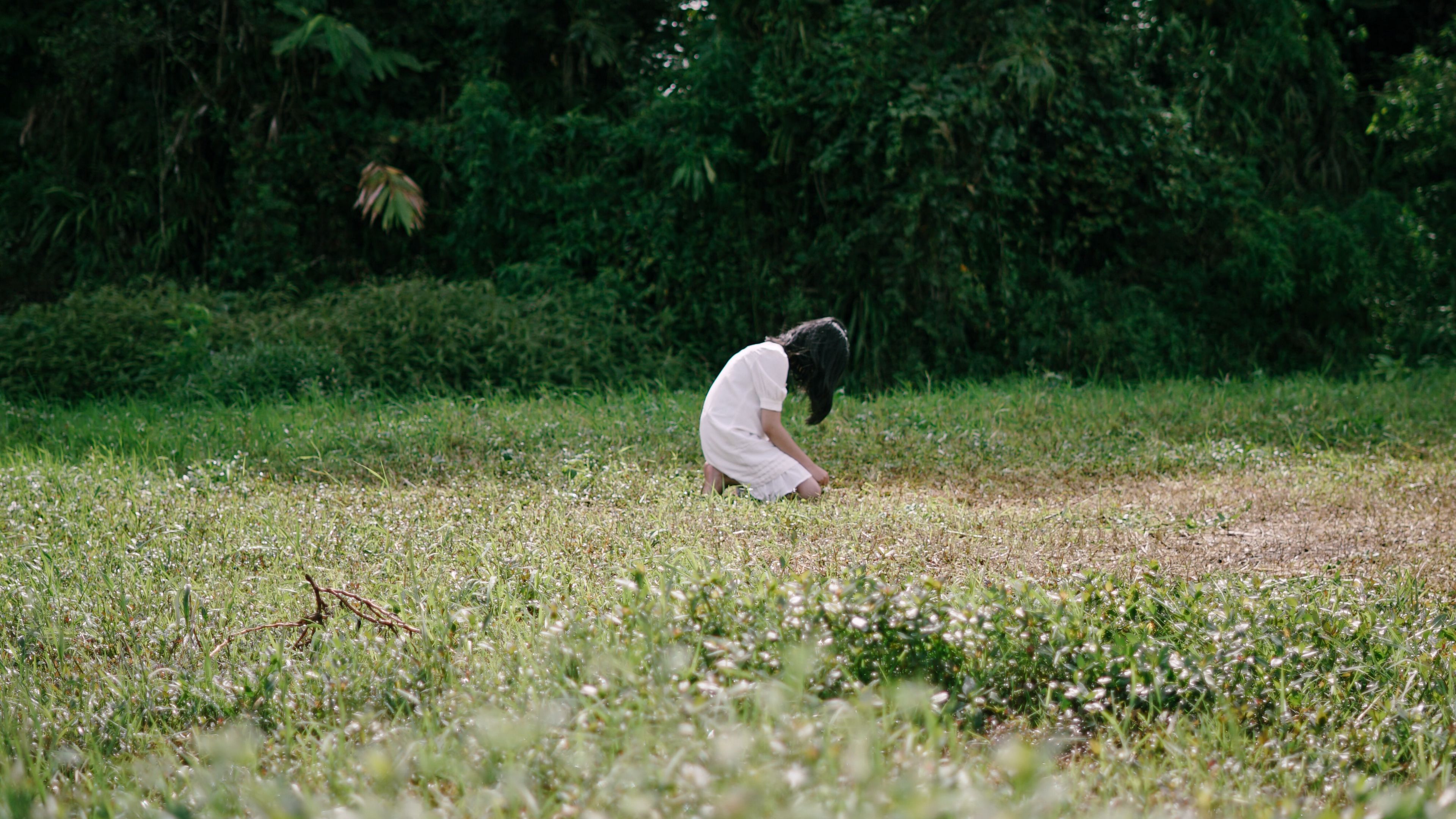 Download wallpaper 3840x2160 girl, alone, sad, field, trees, grass 4k ...