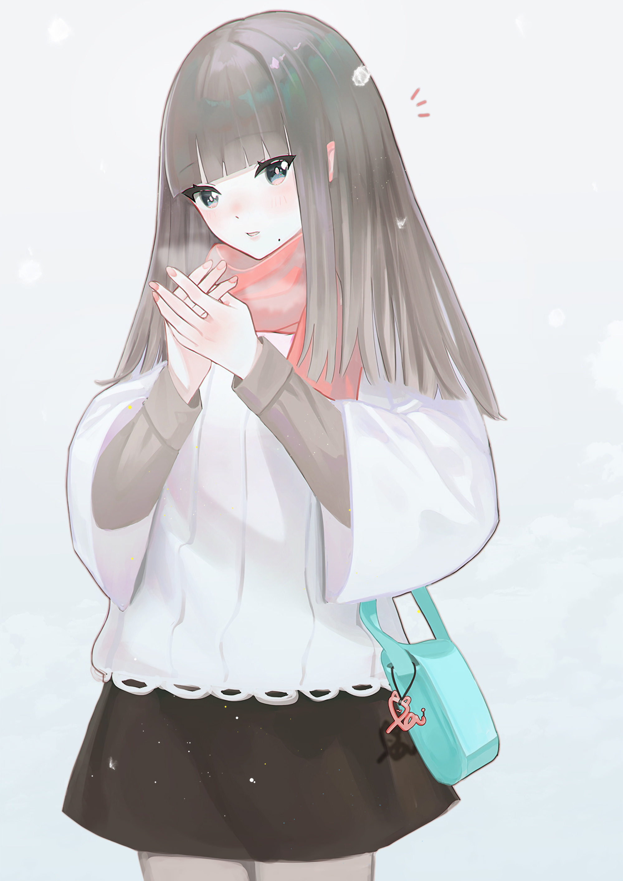 Download wallpaper 2000x2828 girl, blush, cold, anime hd background