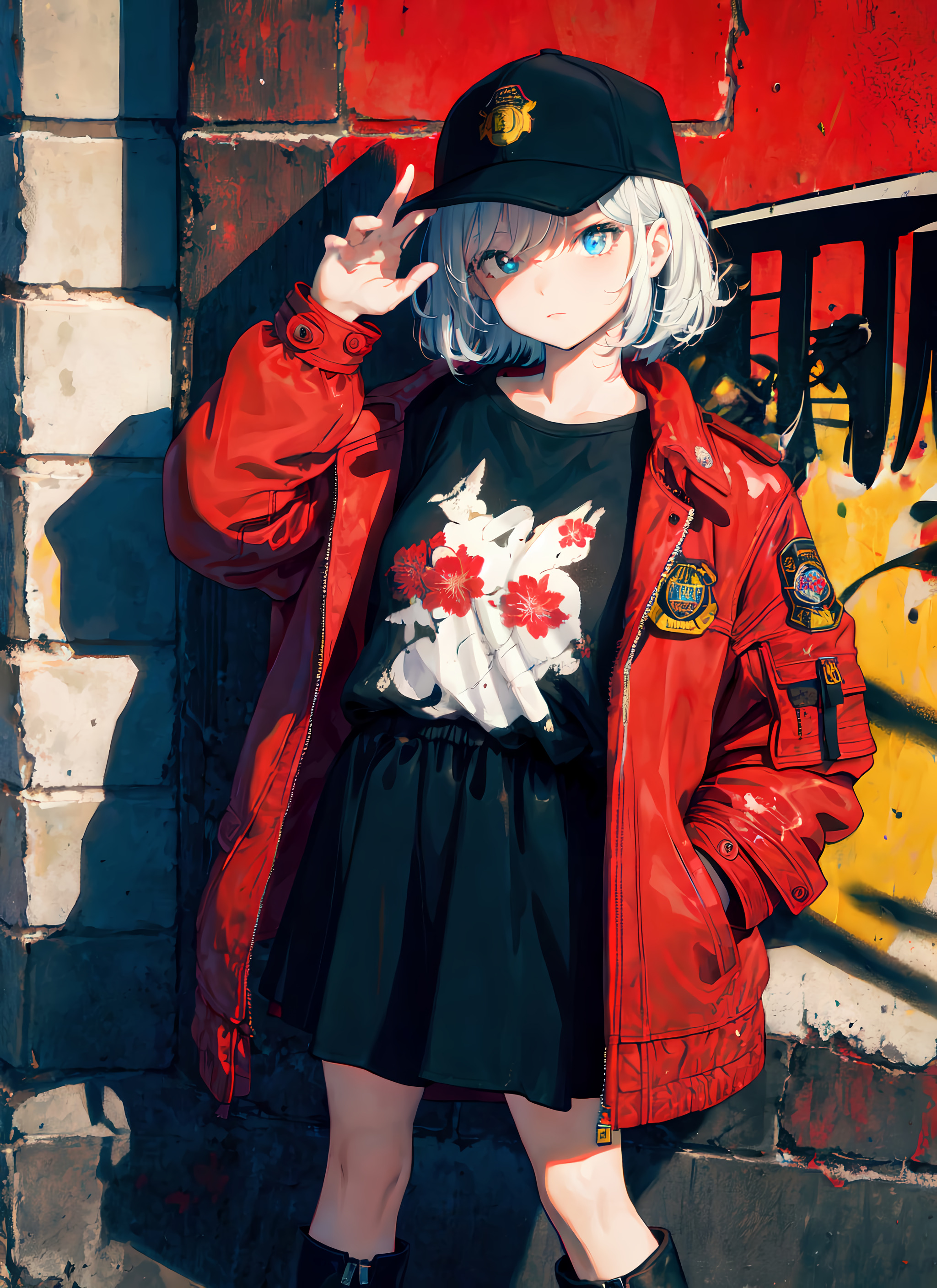 Download wallpaper 2048x2816 girl, cap, style, anime hd background