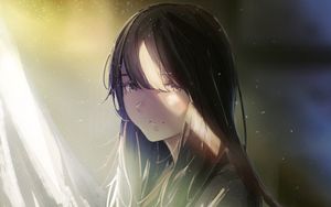 Wallpaper girl, island, building, light, rays, anime, art hd, picture ...