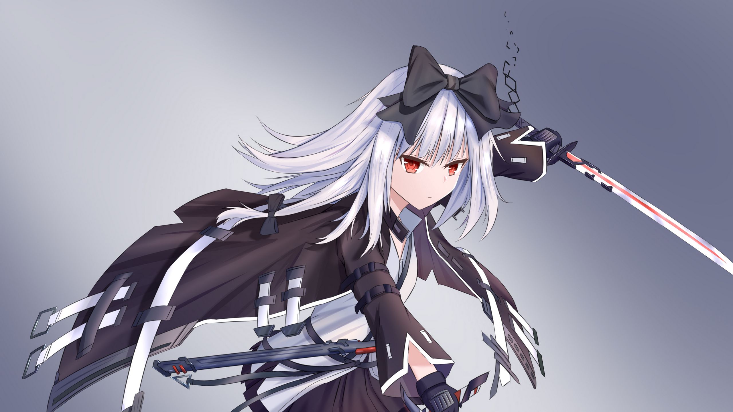 Download wallpaper 2560x1440 girl, katana, jump, anime, art widescreen ...